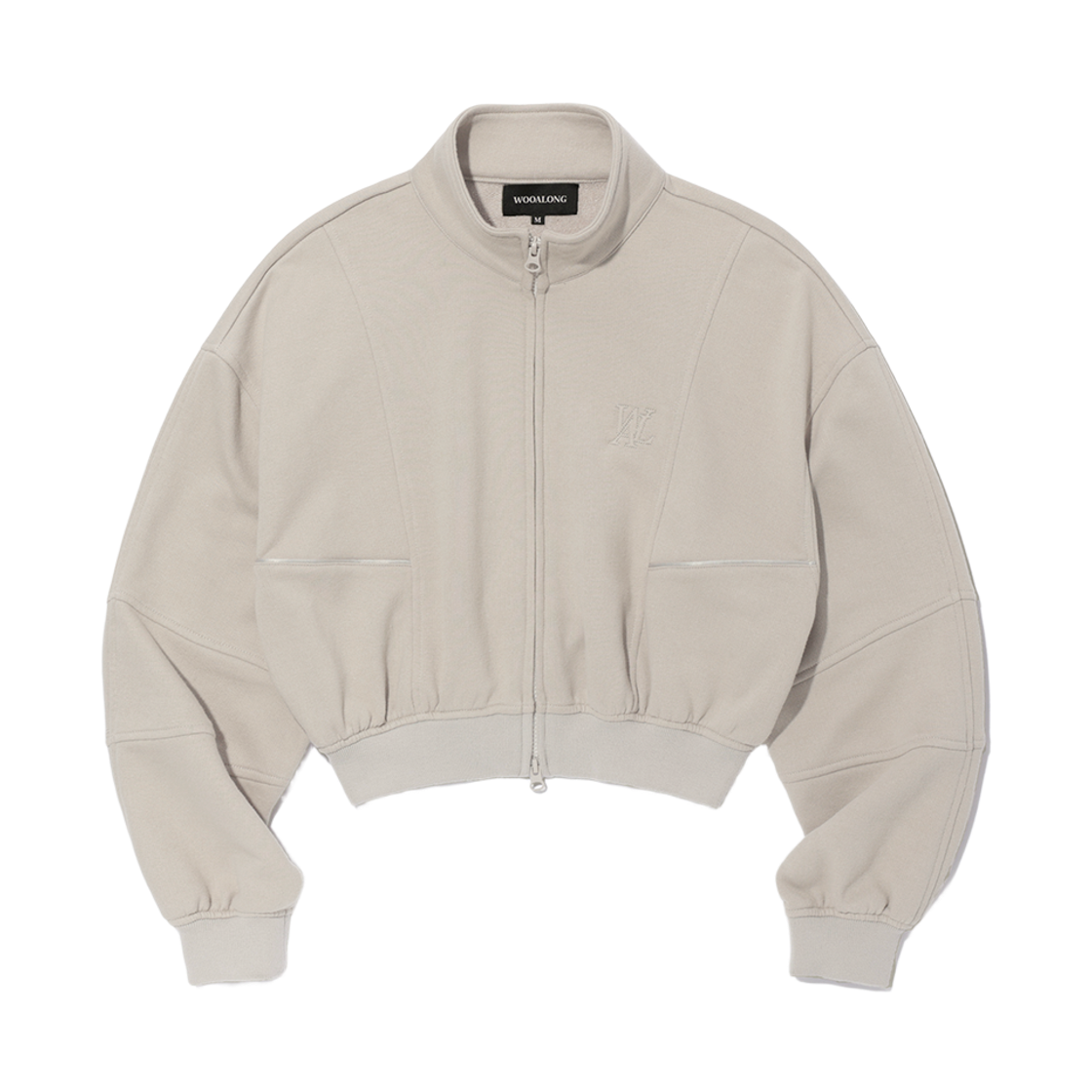 우알롱 시그니처 저지 라인 크롭 집업 베이지 | WOOALONG | KREAM