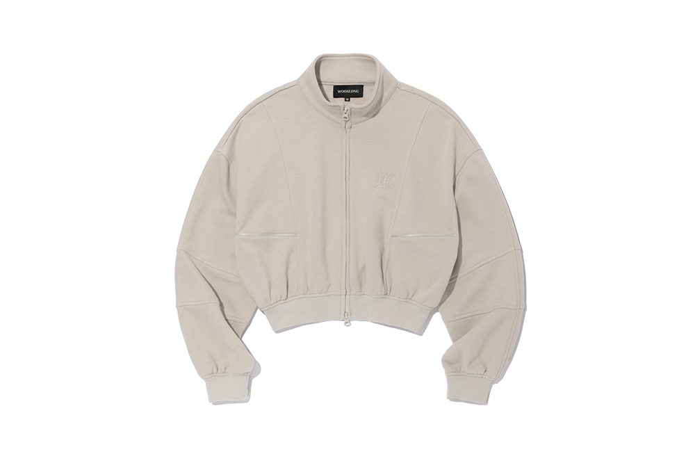 우알롱 시그니처 저지 라인 크롭 집업 베이지 | WOOALONG | KREAM