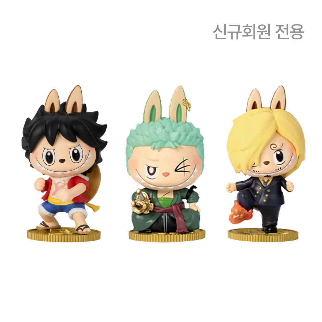 팝마트 라부부 더 몬스터즈 x 원피스 시리즈 피규어 몽키 D.루피 (개봉 박스) / 롤로노아 조로 (개봉 박스) / 상디 (개봉 박스) | KREAM DRAW | KREAM