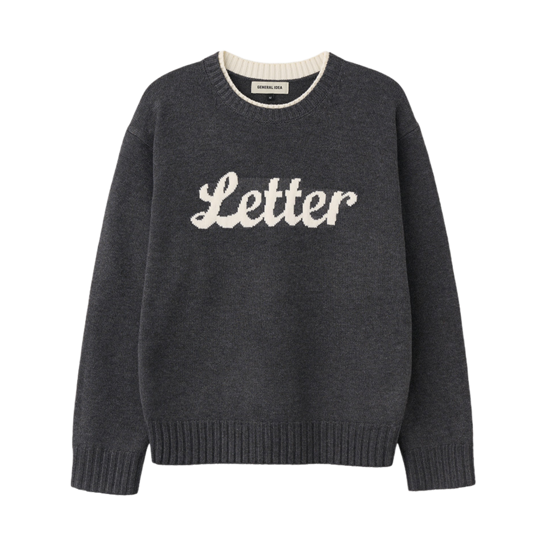 제너럴아이디어 유니섹스 레터링 더블 립 풀오버 차콜 | GENERAL IDEA | KREAM