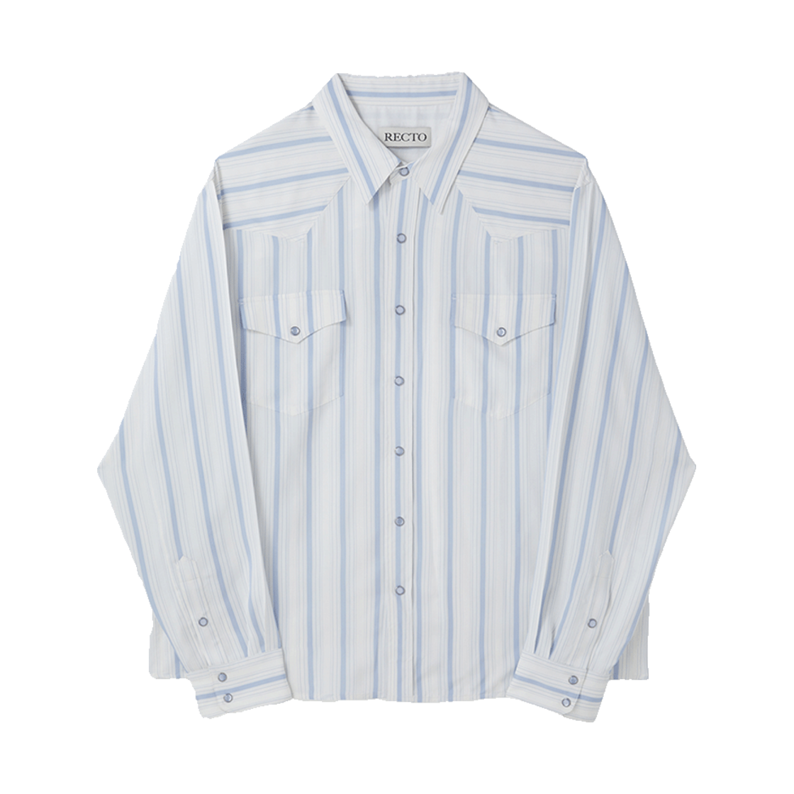 렉토 오버사이즈 스트라이프 웨스턴 셔츠 스카이 블루 | Recto | KREAM