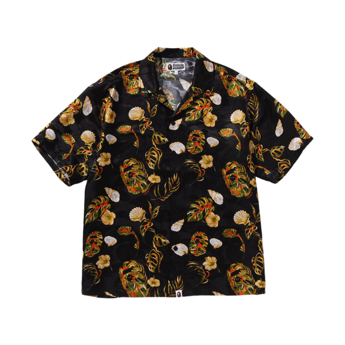 베이프 베케이션 패턴 오픈 칼라 숏슬리브 셔츠 블랙 | BAPE | KREAM