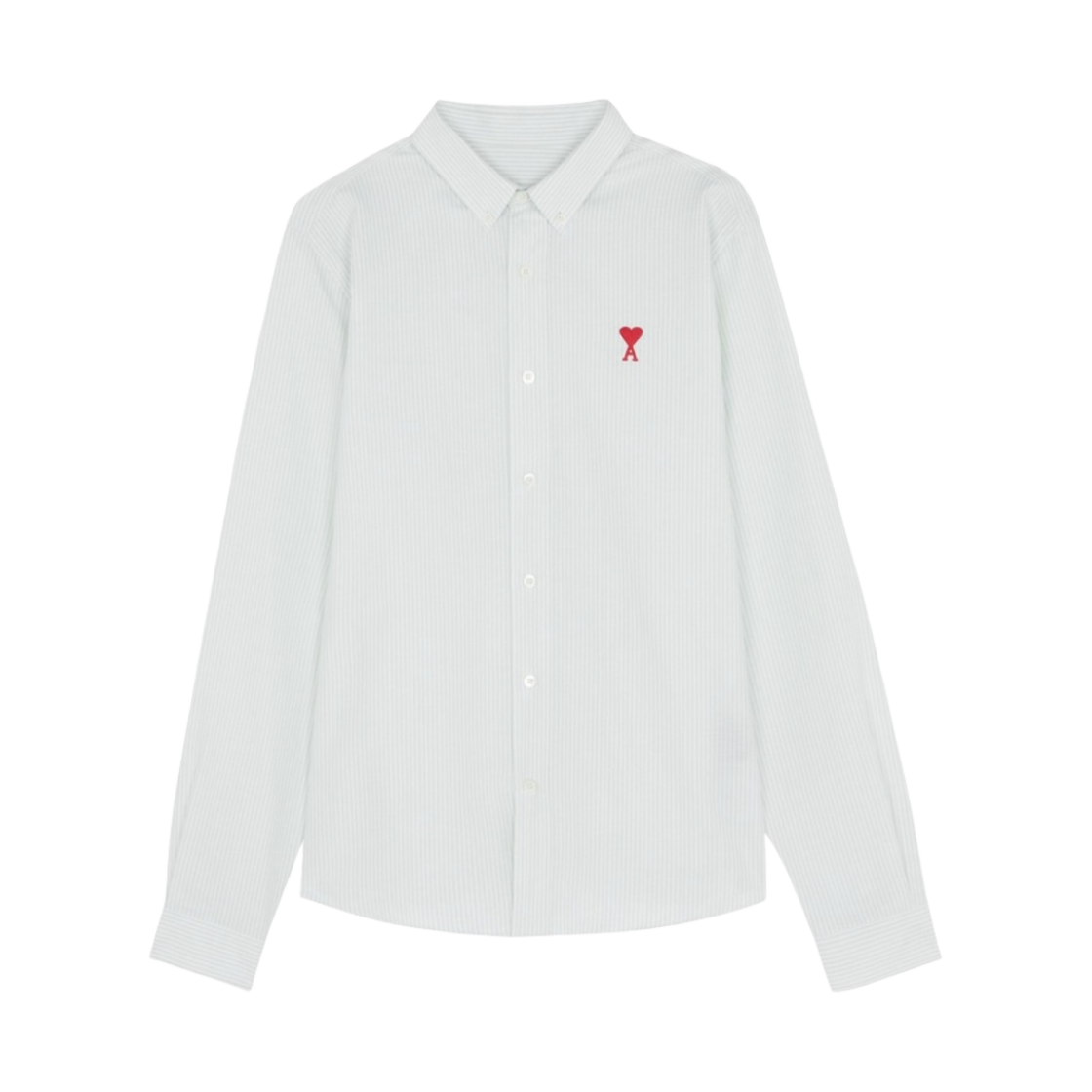 아미 스몰 하트 로고 옥스포드 셔츠 그린 스트라이프 - 21SS | AMI | KREAM