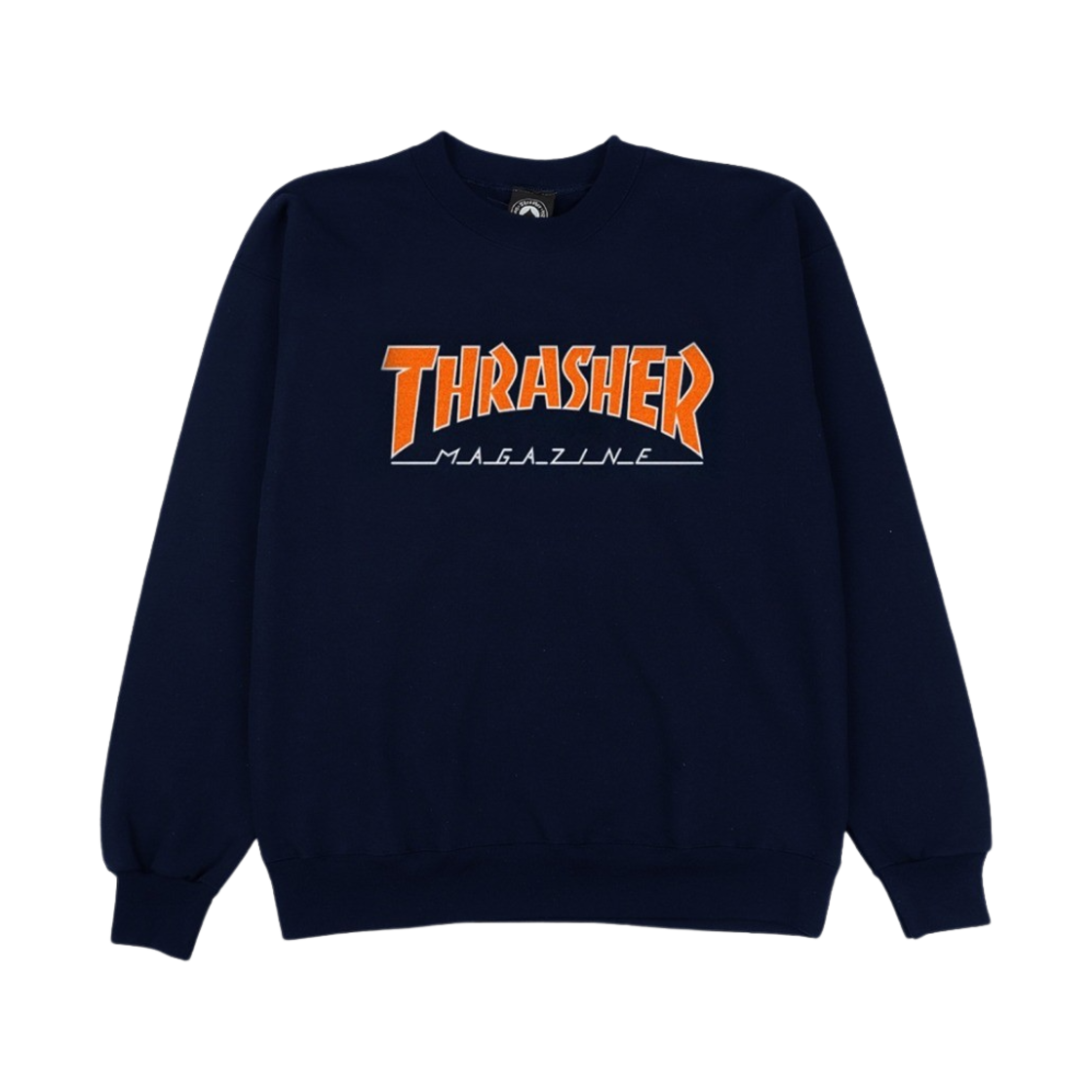 트레셔 아웃라인 크루 네이비 오렌지 | THRASHER | KREAM