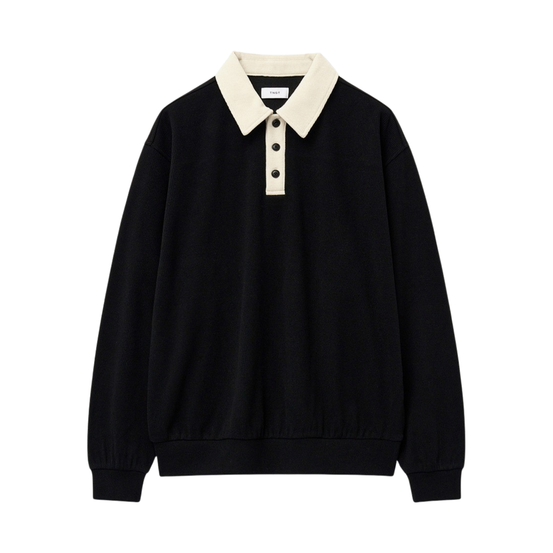 티엔지티 오버핏 니티드 스웨트 럭비티 블랙 | TNGT | KREAM