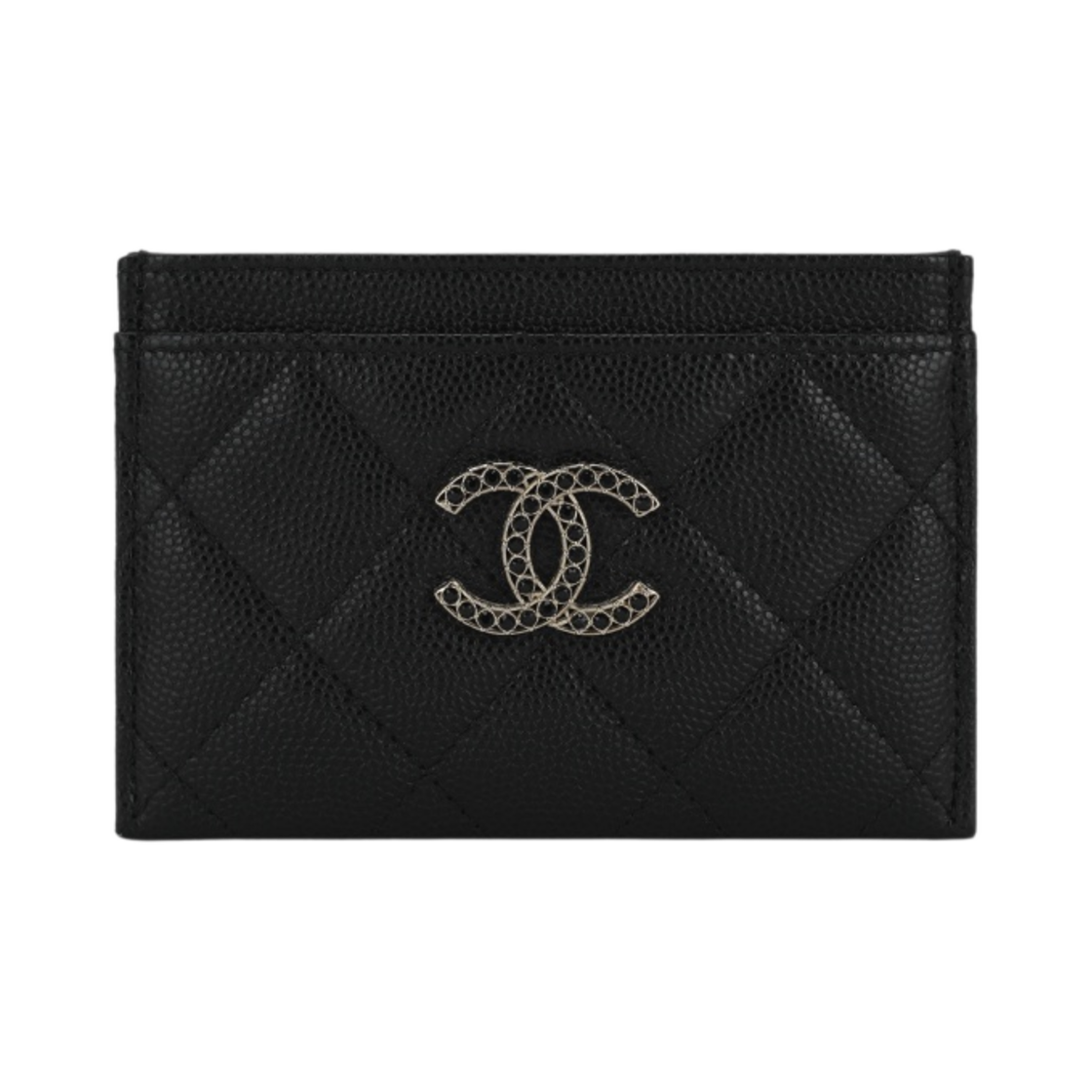 샤넬 카드 홀더 샤이니 그레인드 카프스킨 스트라스 & 골드 메탈 블랙 | Chanel | KREAM