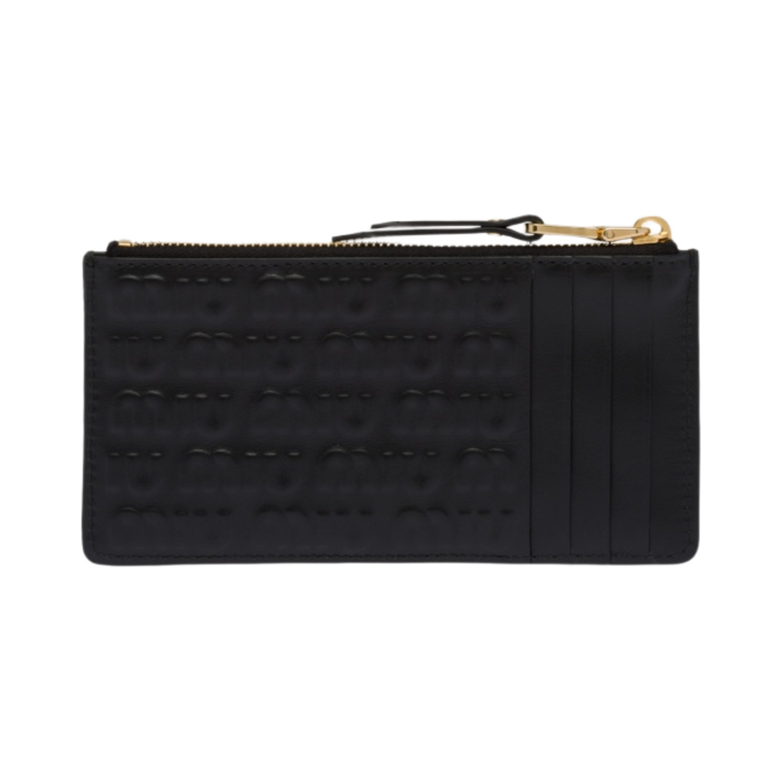 미우 미우 엠보스 레터링 로고 가죽 엔벨로프 지갑 블랙 | Miu Miu | KREAM