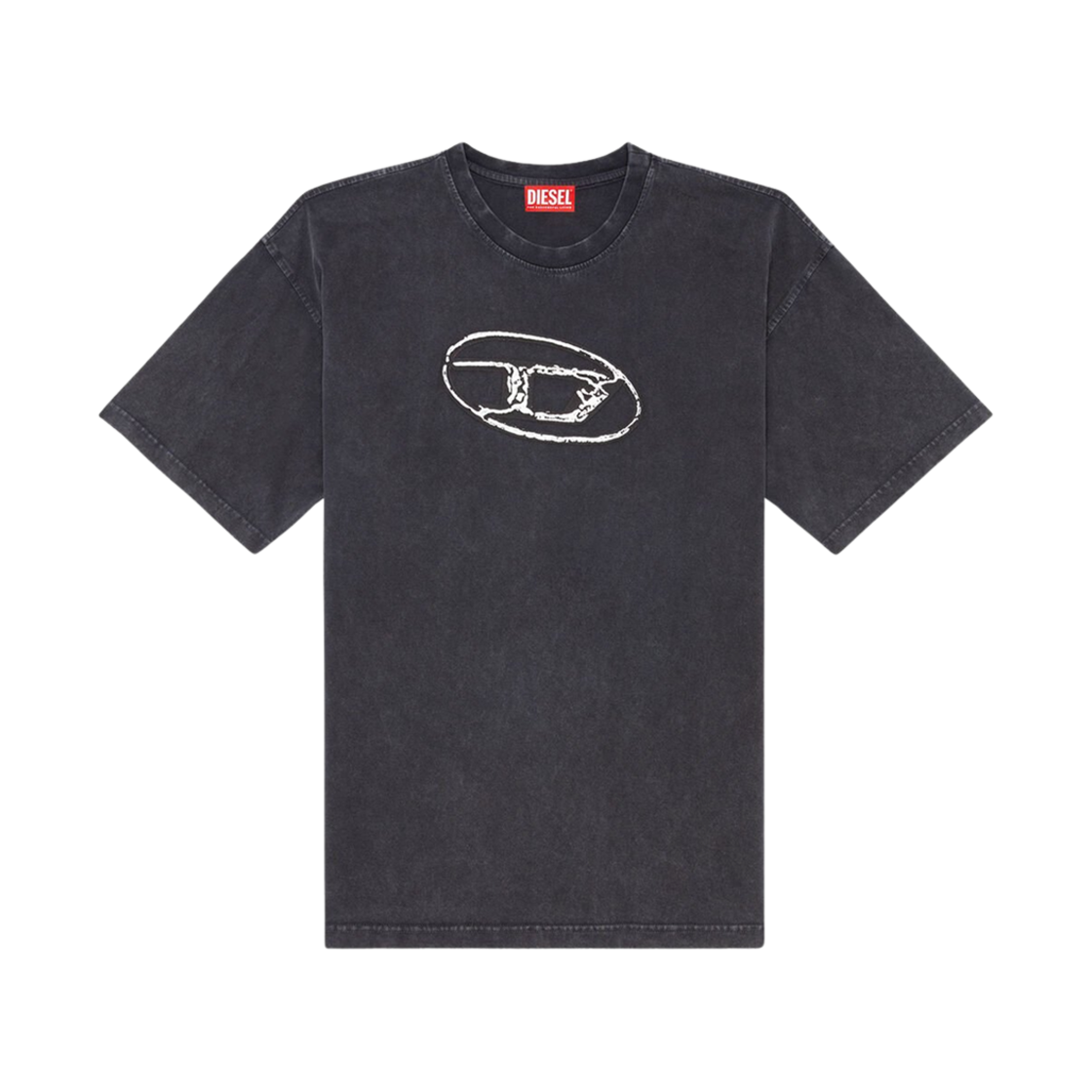 디젤 T-박스트-Q22 오발 D 프린트 페이디드 티셔츠 블랙 | Diesel | KREAM