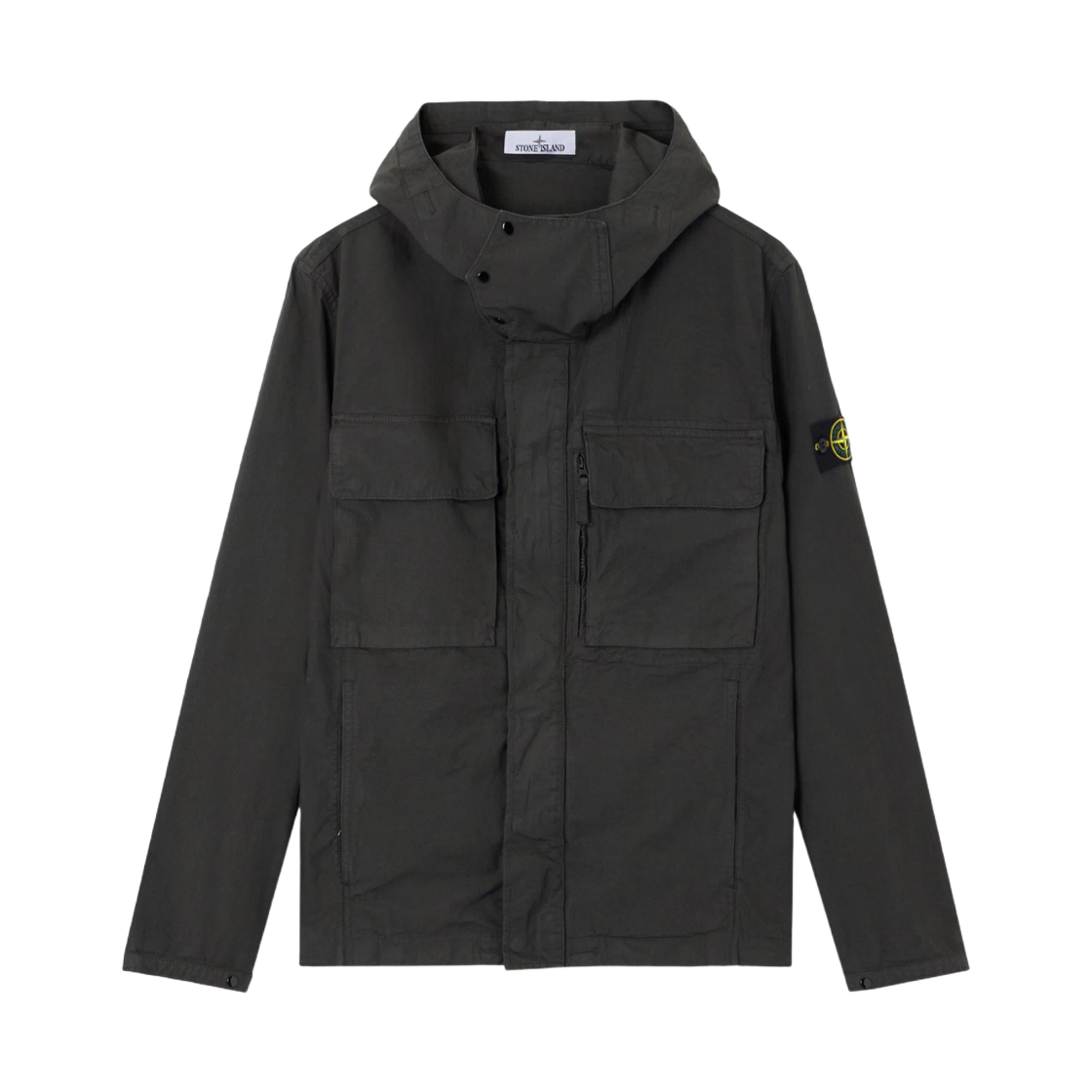 스톤 아일랜드 Q100012 캔버스 위브 코튼 오가닉 코튼 후드 필드 자켓 안티 드롭 앤 체스트 포켓 리드 그레이 - 25FW | Stone Island | KREAM