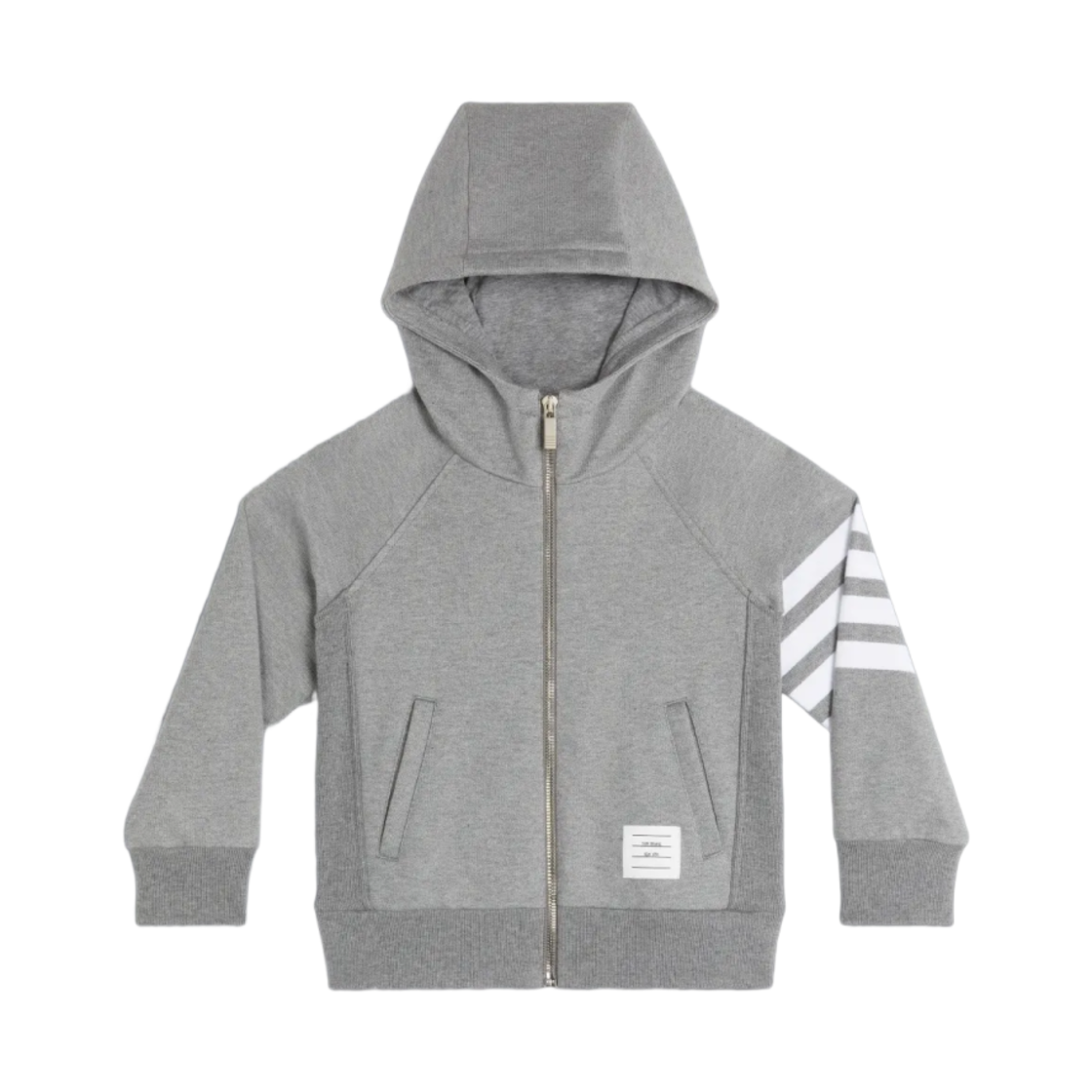 (키즈) 톰브라운 클래식 루프백 사선 집업 후드 미디움 그레이 | Thom Browne | KREAM