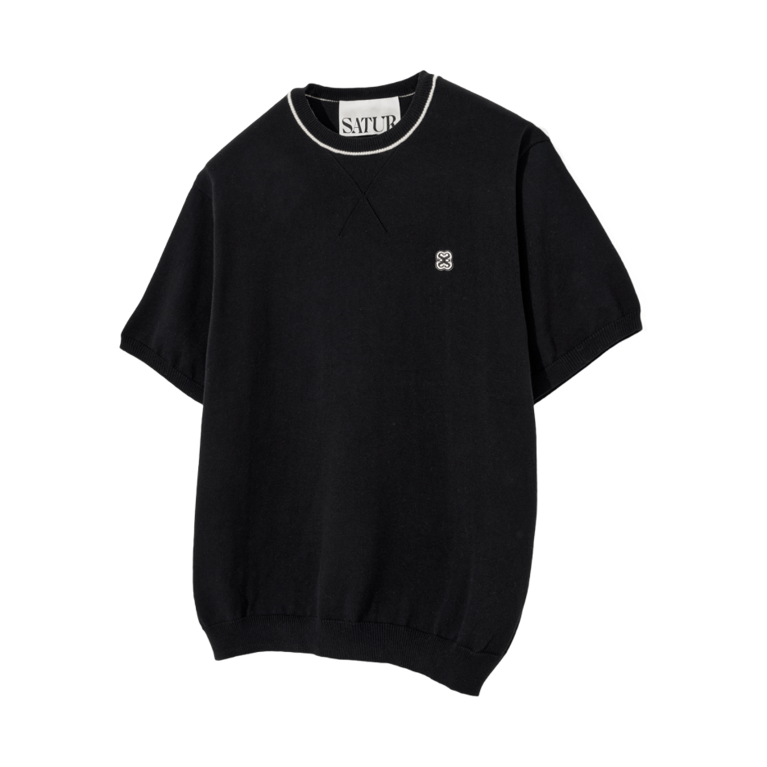 세터 클래식 베이직 로고 와펜 하프 니트 클래식 블랙 | SATUR | KREAM