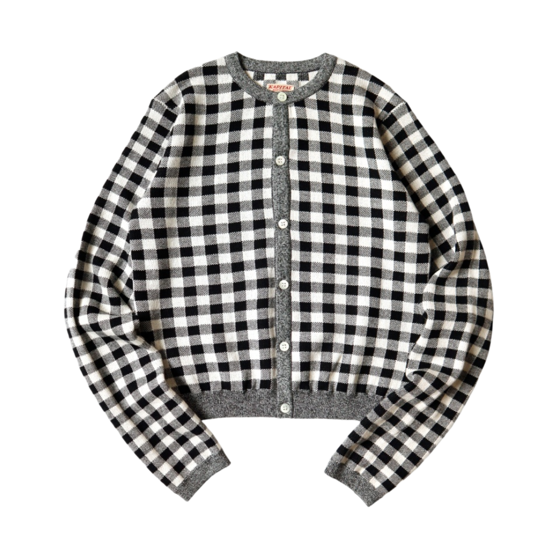 캐피탈 12G 니트 깅엄 체크 볼레로 가디건 블랙 | Kapital | KREAM