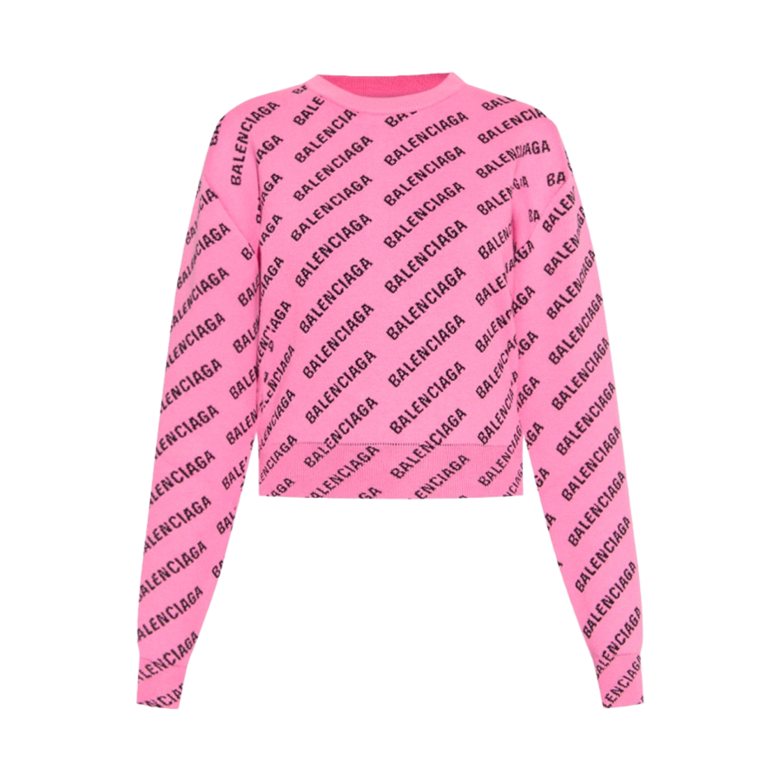 (W) 발렌시아가 미니 올오버 로고 스웨터 핑크 | Balenciaga | KREAM
