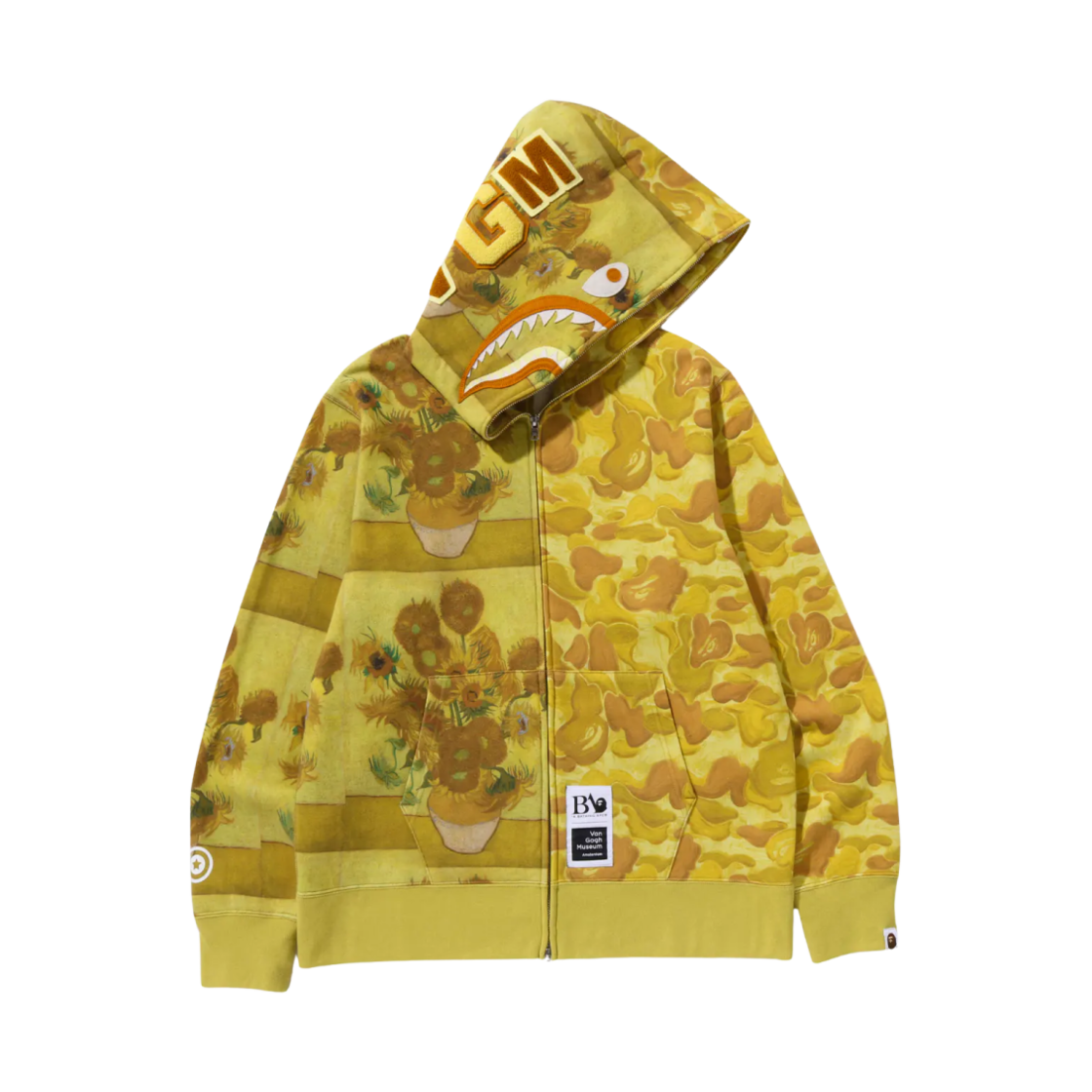 베이프 x 반 고흐 뮤지엄 샤크 풀 집 후드 옐로우 | BAPE | KREAM