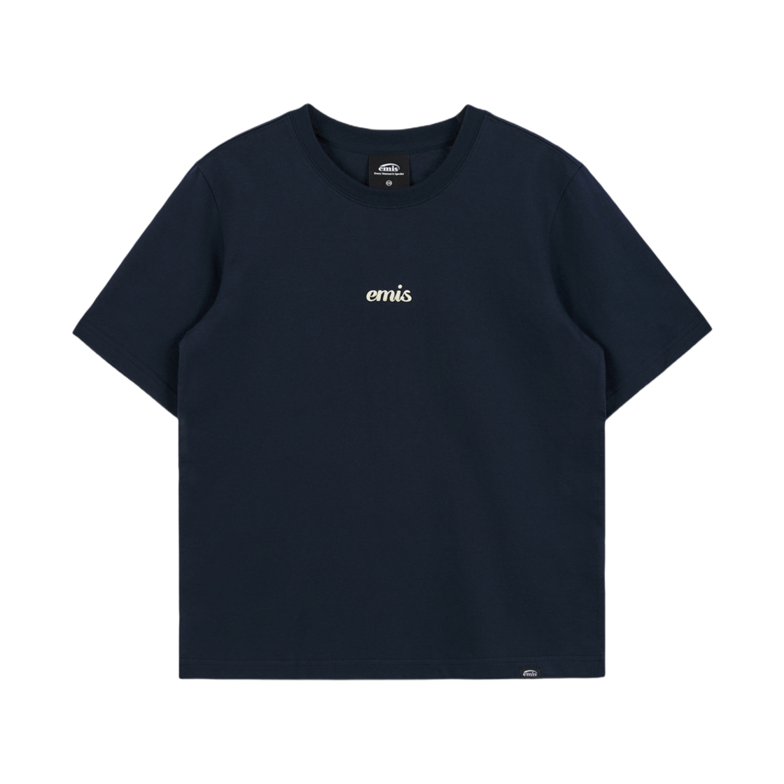 (W) 이미스 엠보싱 로고 티셔츠 네이비 | Emis | KREAM