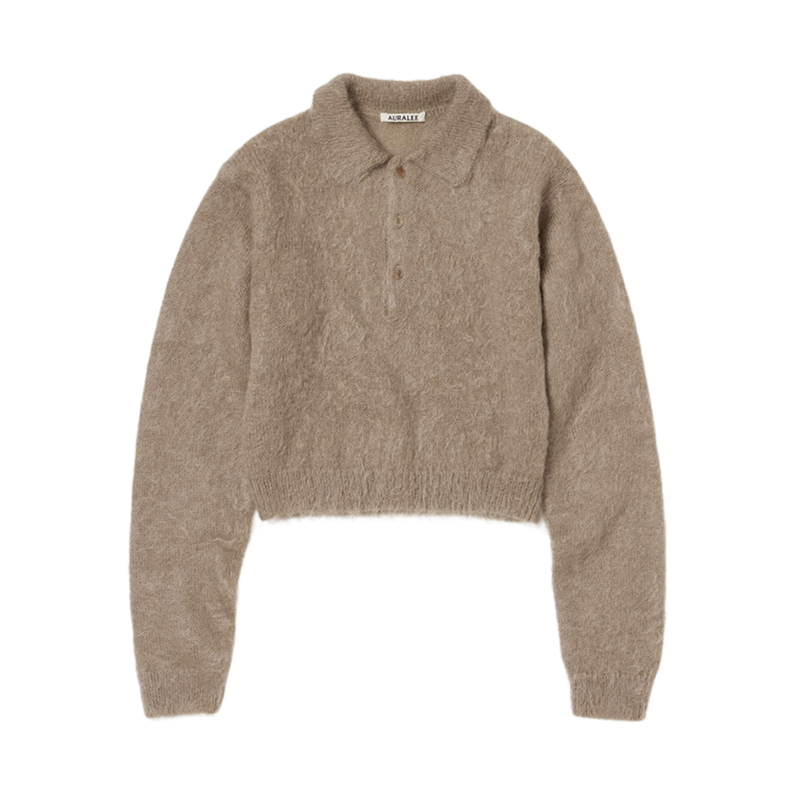 (W) 오라리 브러쉬드 슈퍼 키드 모헤어 니트 폴로 라이트 핑크 - 22AW | Auralee | KREAM