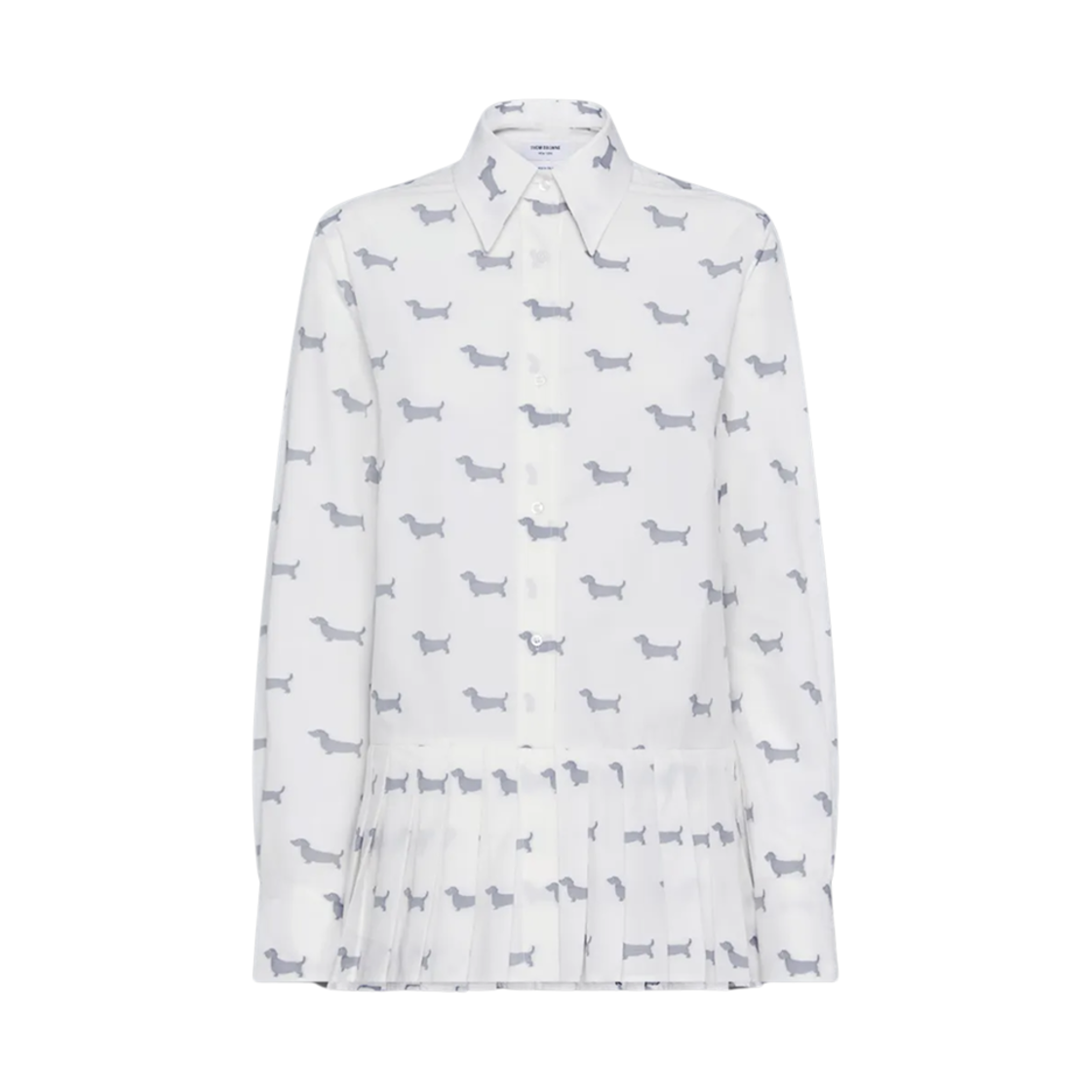 (W) 톰브라운 자카드 플리츠 셔츠 네이비 | Thom Browne | KREAM