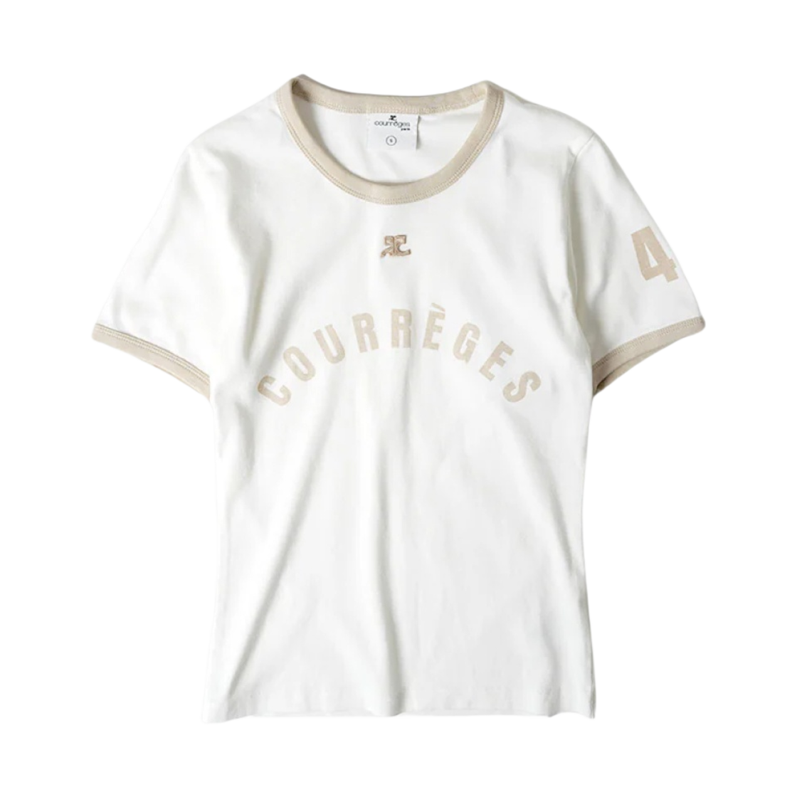 (W) 꾸레쥬 콘트라스트 프린트 티셔츠 화이트 오트밀 | Courreges | KREAM