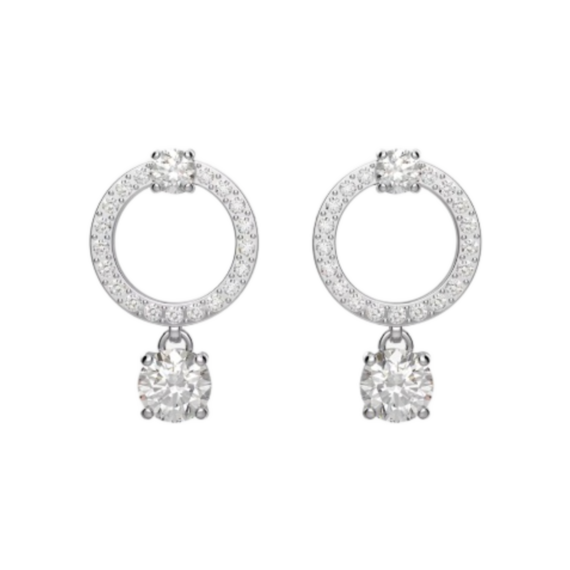(W) 스와로브스키 어트랙트 후프 이어링 화이트 로듐 플래팅 | Swarovski | KREAM