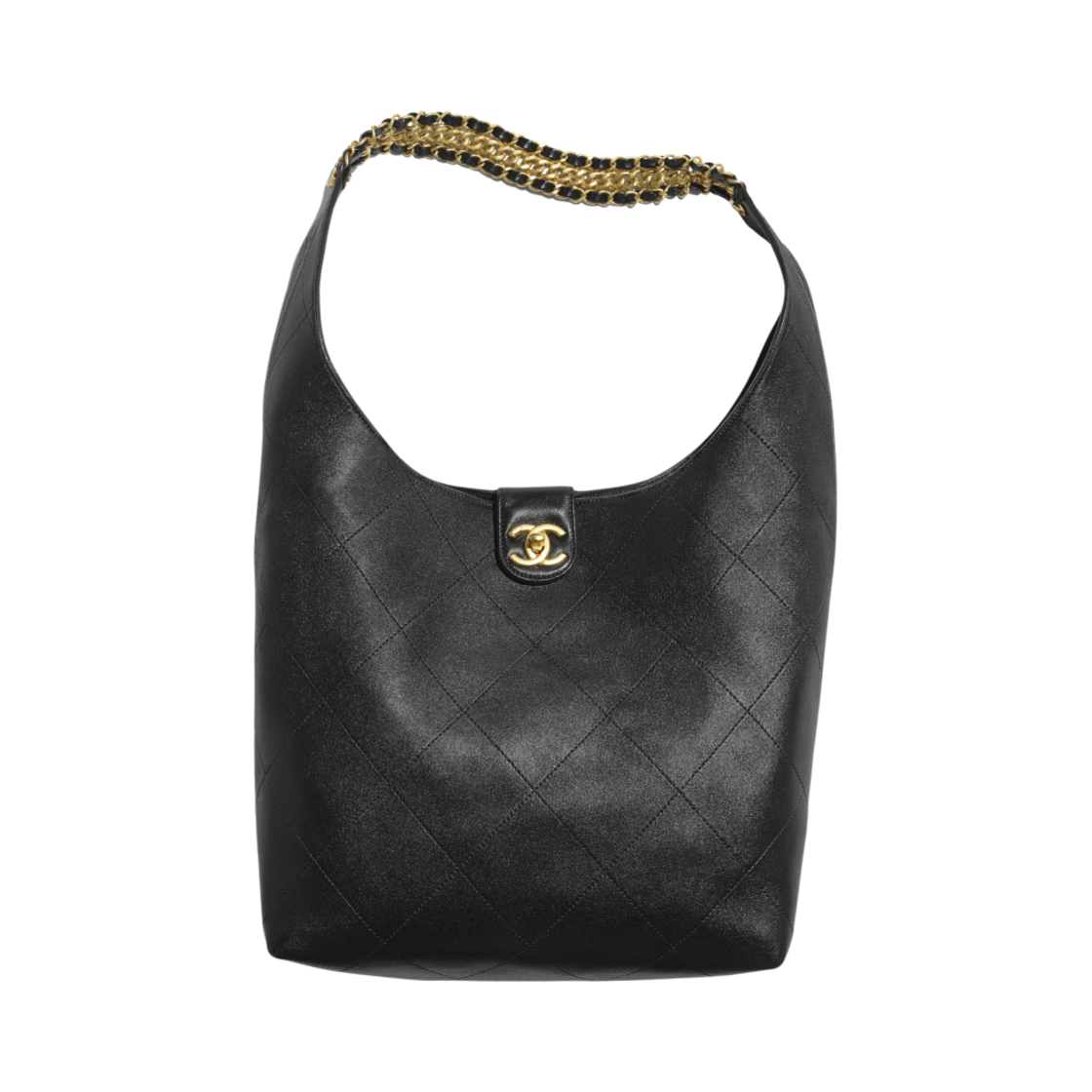 샤넬 라지 호보백 샤이니 램스킨 & 골드 메탈 블랙 | Chanel | KREAM