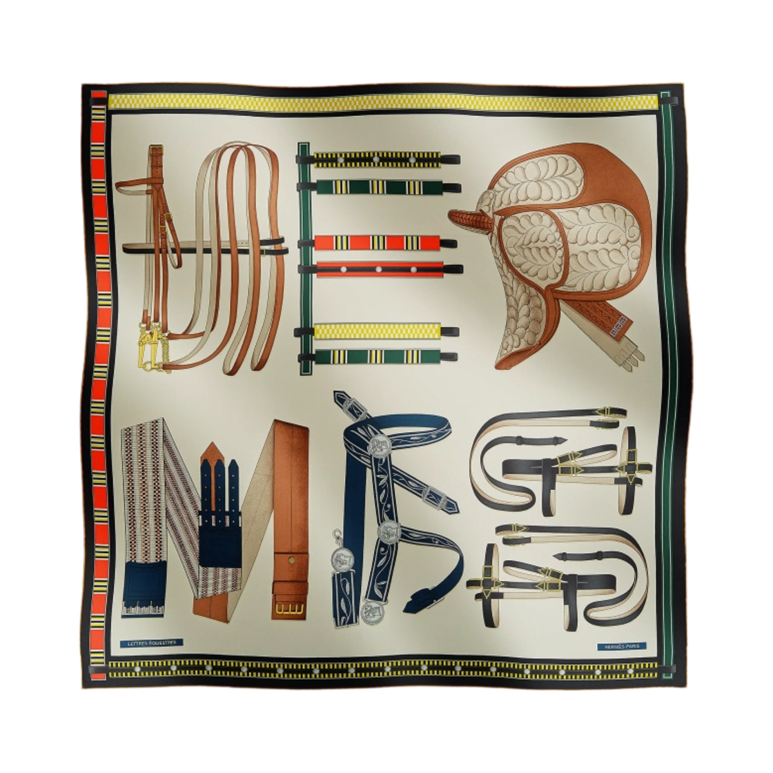 (W) 에르메스 레트레스 에퀘스트레 스카프 90 크렘 죤 멀티꼴로르 | Hermes | KREAM