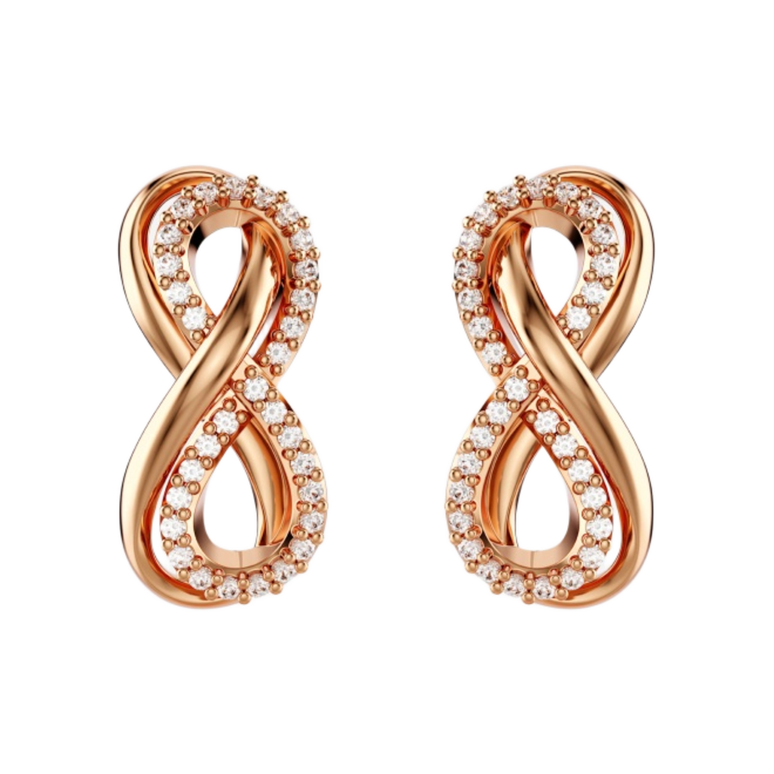 (W) 스와로브스키 하이퍼볼라 스터드 이어링 인피니티 화이트 로즈 골드 플래팅 | Swarovski | KREAM