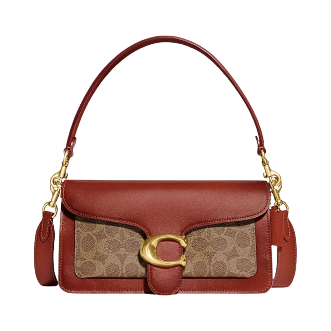 코치 타비 숄더백 26 시그니쳐 캔버스 탄 러스트 | Coach | KREAM