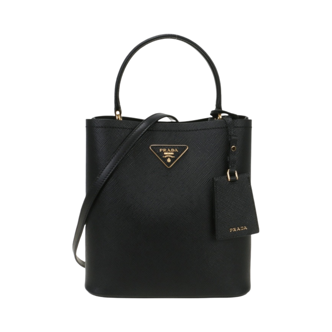 프라다 사피아노 레더 미디움 파니에백 블랙 | Prada | KREAM