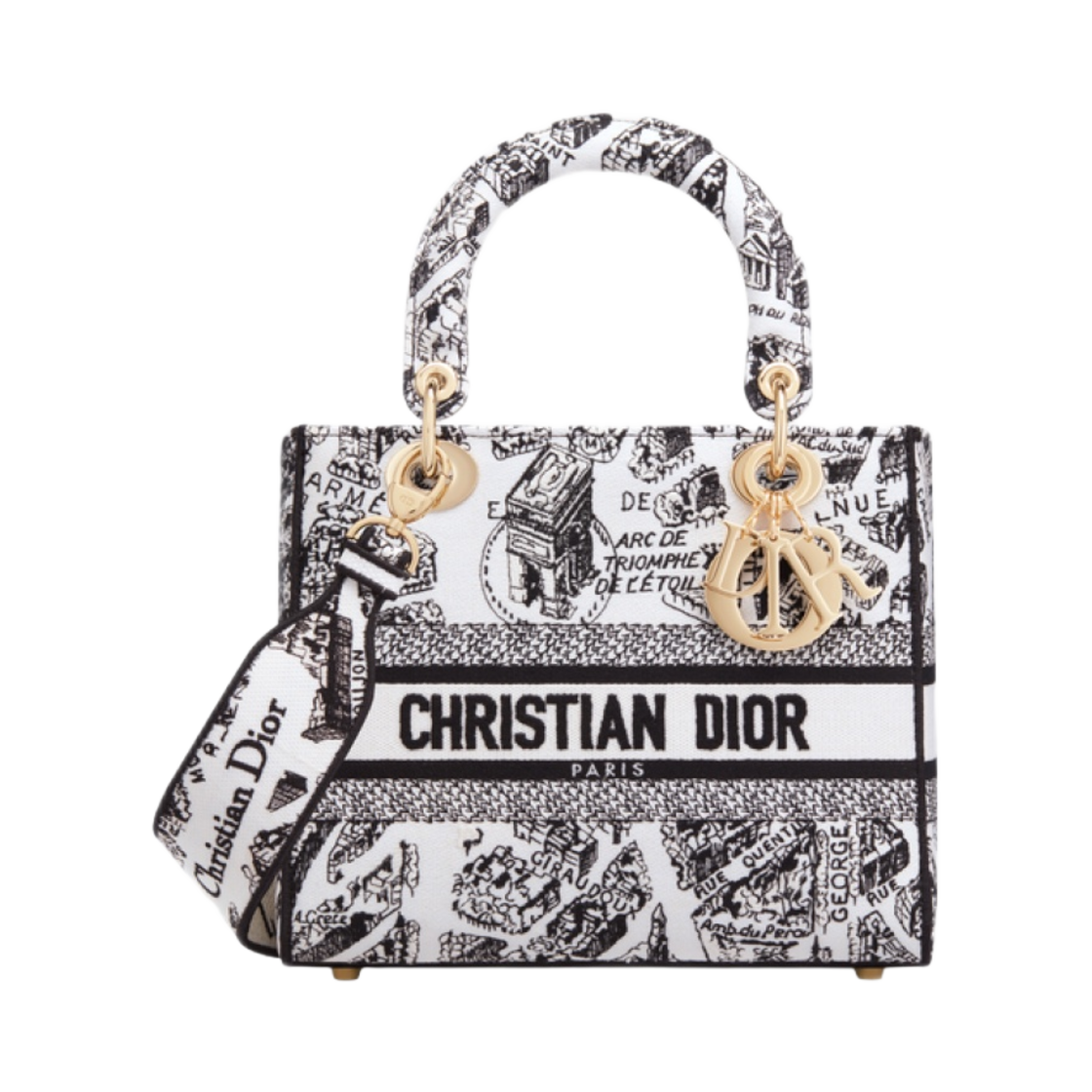 디올 미디움 레이디 D 라이트 백 플랜 드 파리 자수 화이트 블랙 | Dior | KREAM