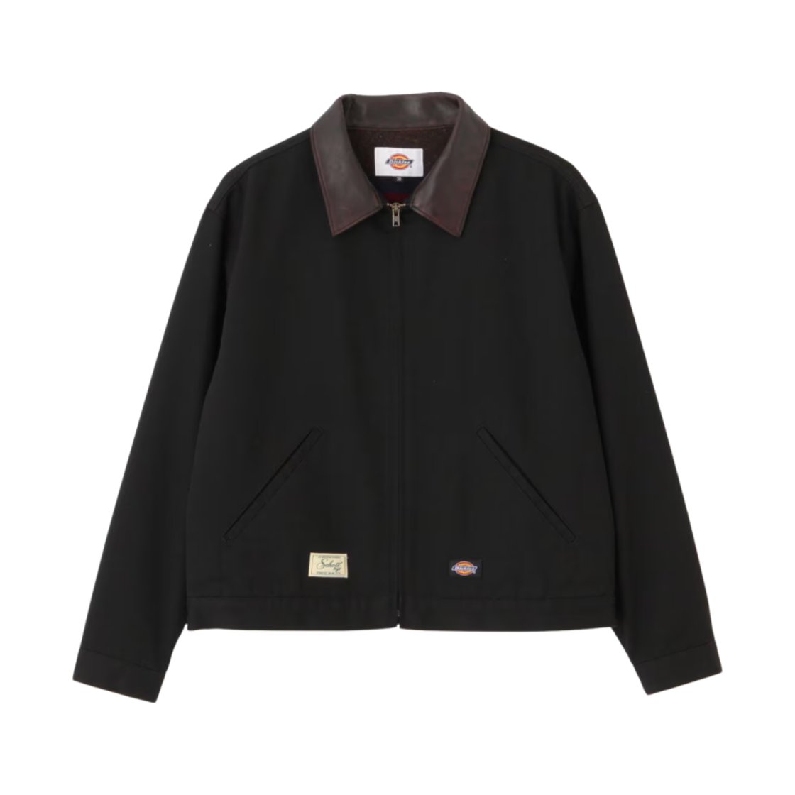디키즈 x 쇼트 레더 콤비 워크 자켓 블랙 | Dickies | KREAM