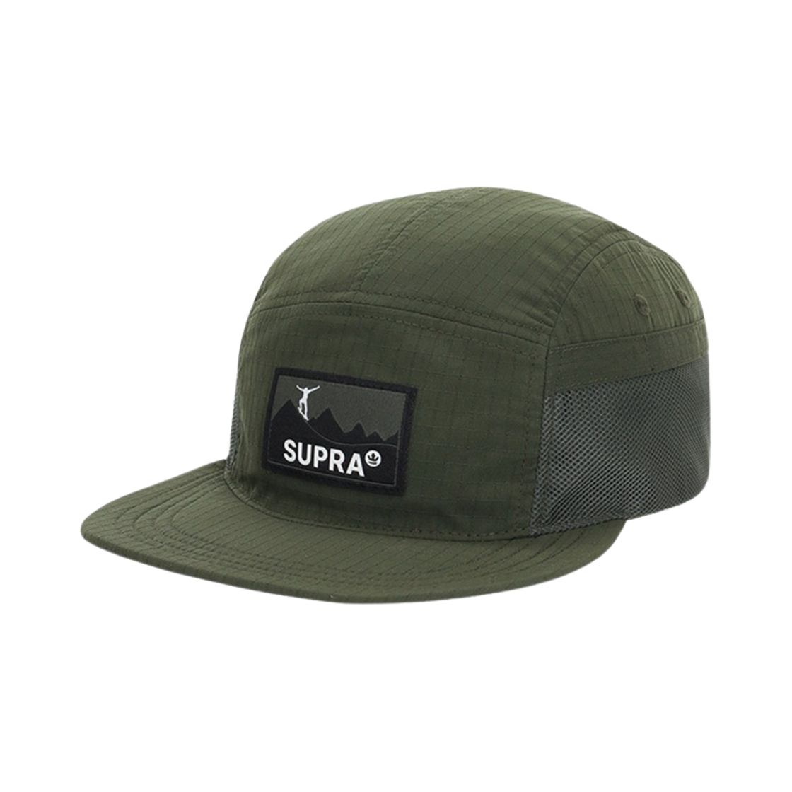 수프라 마운틴 SB 그래픽 라벨 포인트 소프트 바이저 캠프캡 카키 | Supra | KREAM
