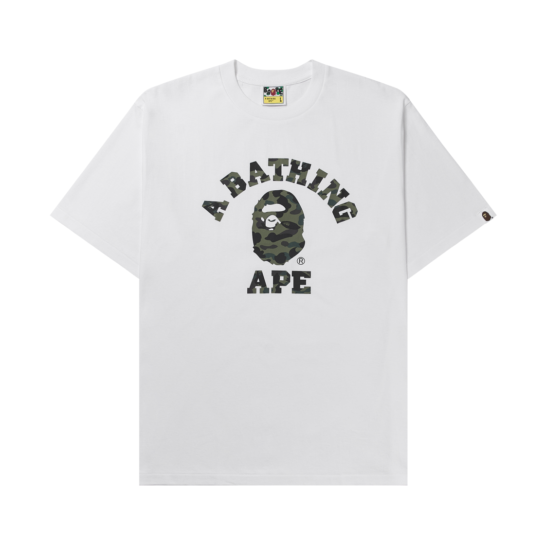 베이프 퍼스트 카모 컬리지 티셔츠 화이트 그린 | KREAM