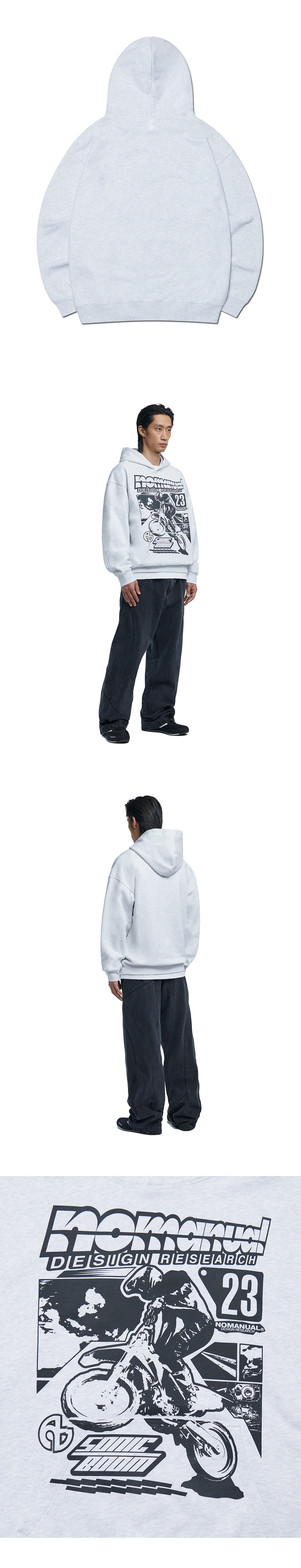 노매뉴얼 NM 오토 후디 화이트 멜란지 | NOMANUAL | KREAM