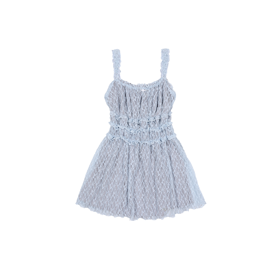 아수라 레이스 셔링 원피스 스카이 블루 | ASURA | KREAM