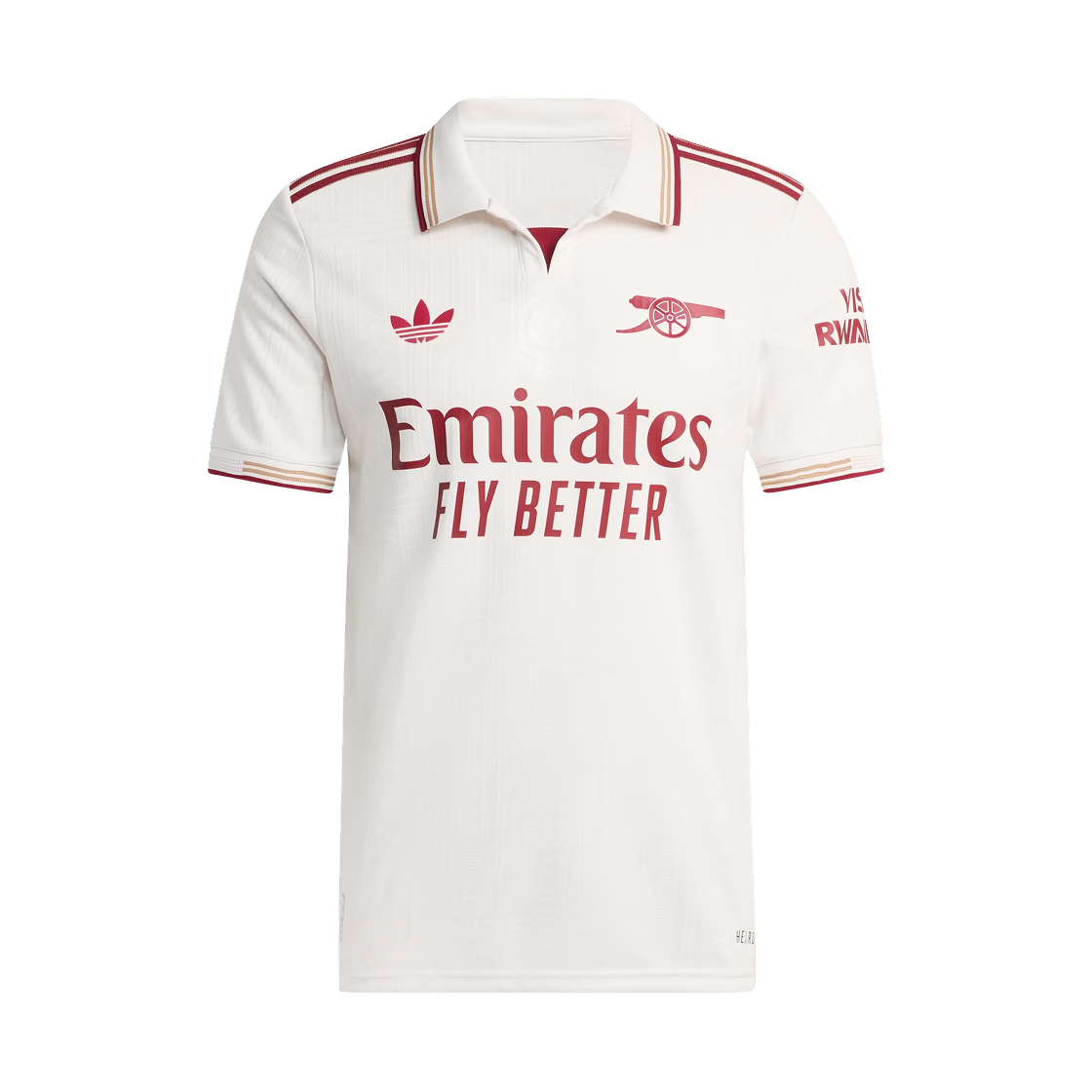 아디다스 아스날 2025/26 3rd 어센틱 저지 클라우드 화이트 팀 콜 버건디 2 - US 사이즈 (논 마킹 버전) | Adidas | KREAM