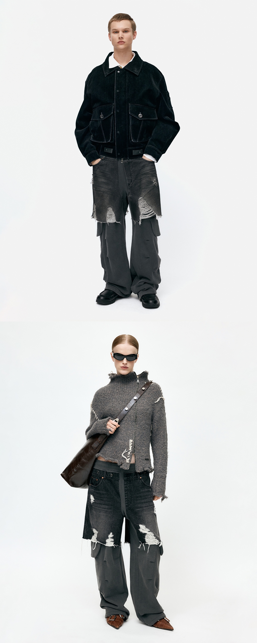 ADSB 앤더슨벨 유니섹스 러기드 데님 인셋 스웻팬츠 블랙 | ADSB ANDERSSON BELL | KREAM