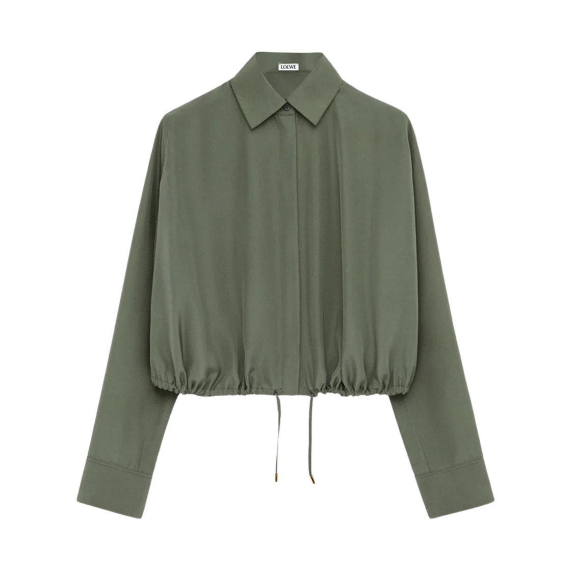 (W) 로에베 실크 벌룬 셔츠 카키 그린 | Loewe | KREAM