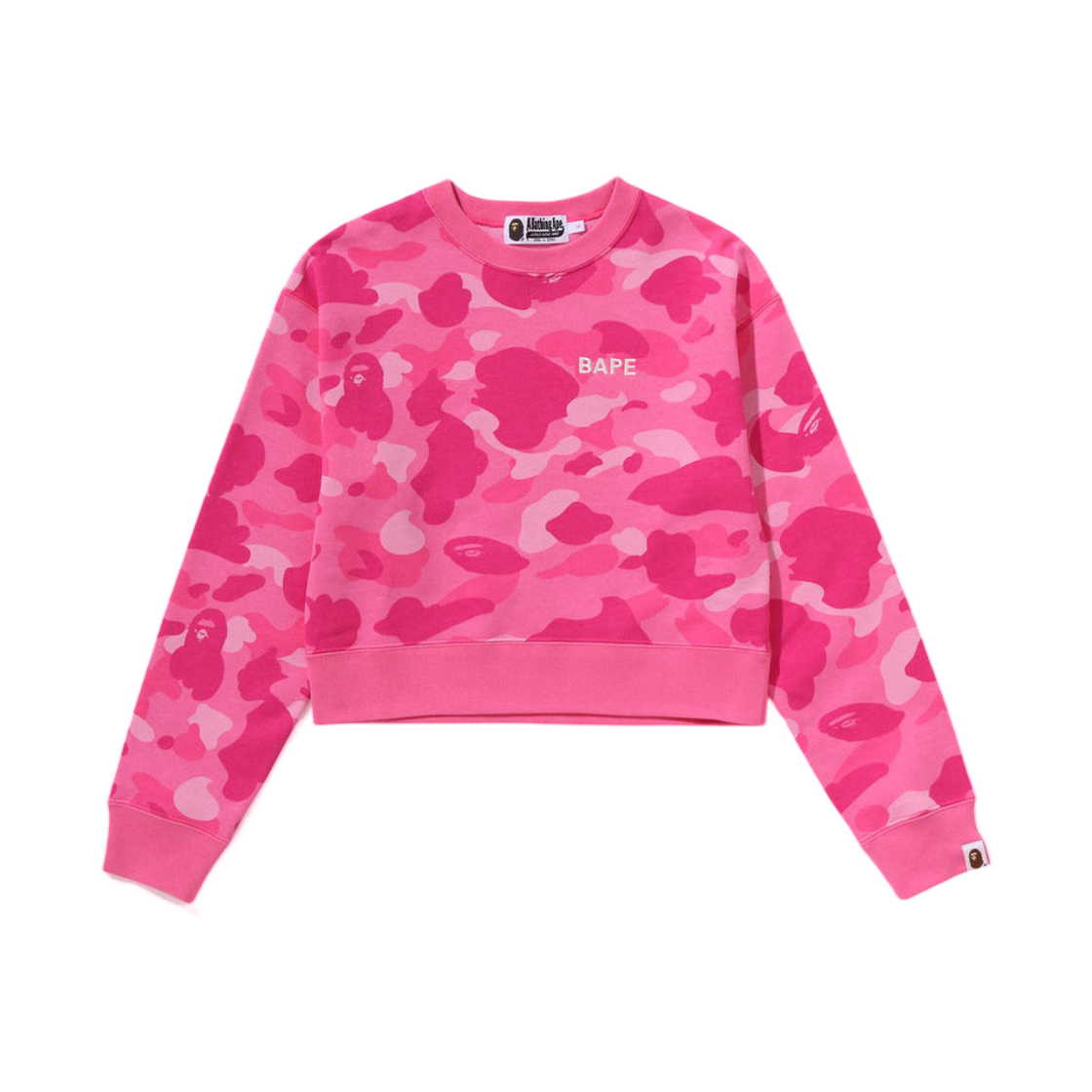 (W) 베이프 컬러 카모 크롭 크루넥 스웨트셔츠 핑크 | BAPE | KREAM