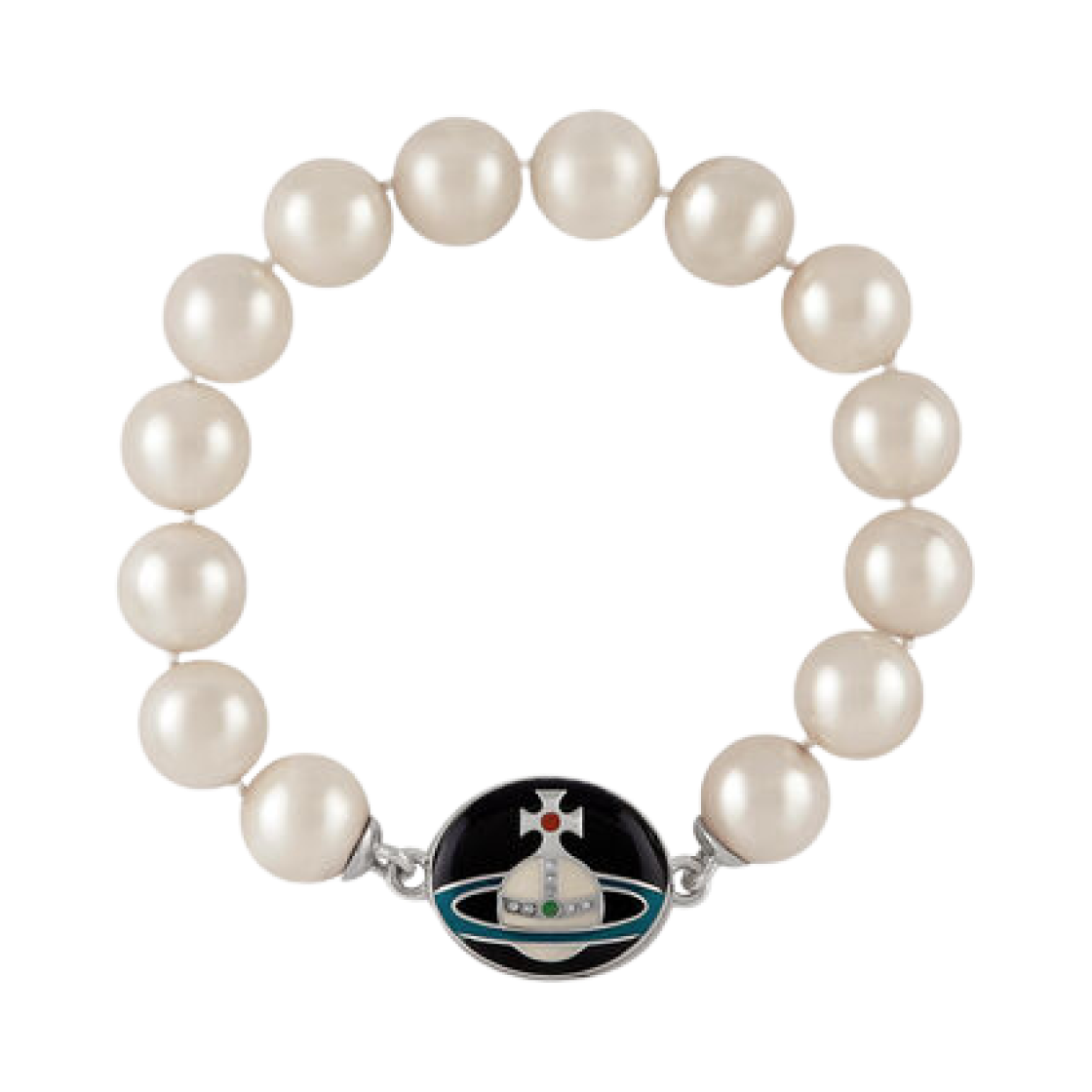 비비안 웨스트우드 로엘리아 라지 펄 브레이슬릿 플래티넘 블랙 오프 화이트 그린 레드 | Vivienne Westwood | KREAM