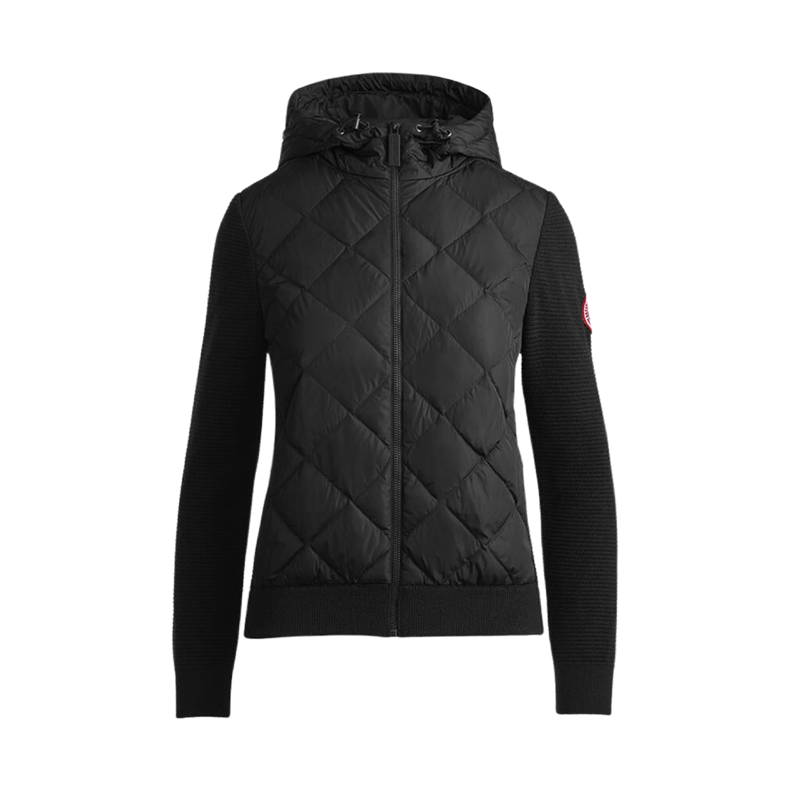 (W) 캐나다 구스 하이브리지 휴론 퀼티드 니트 후드 블랙 | Canada Goose | KREAM