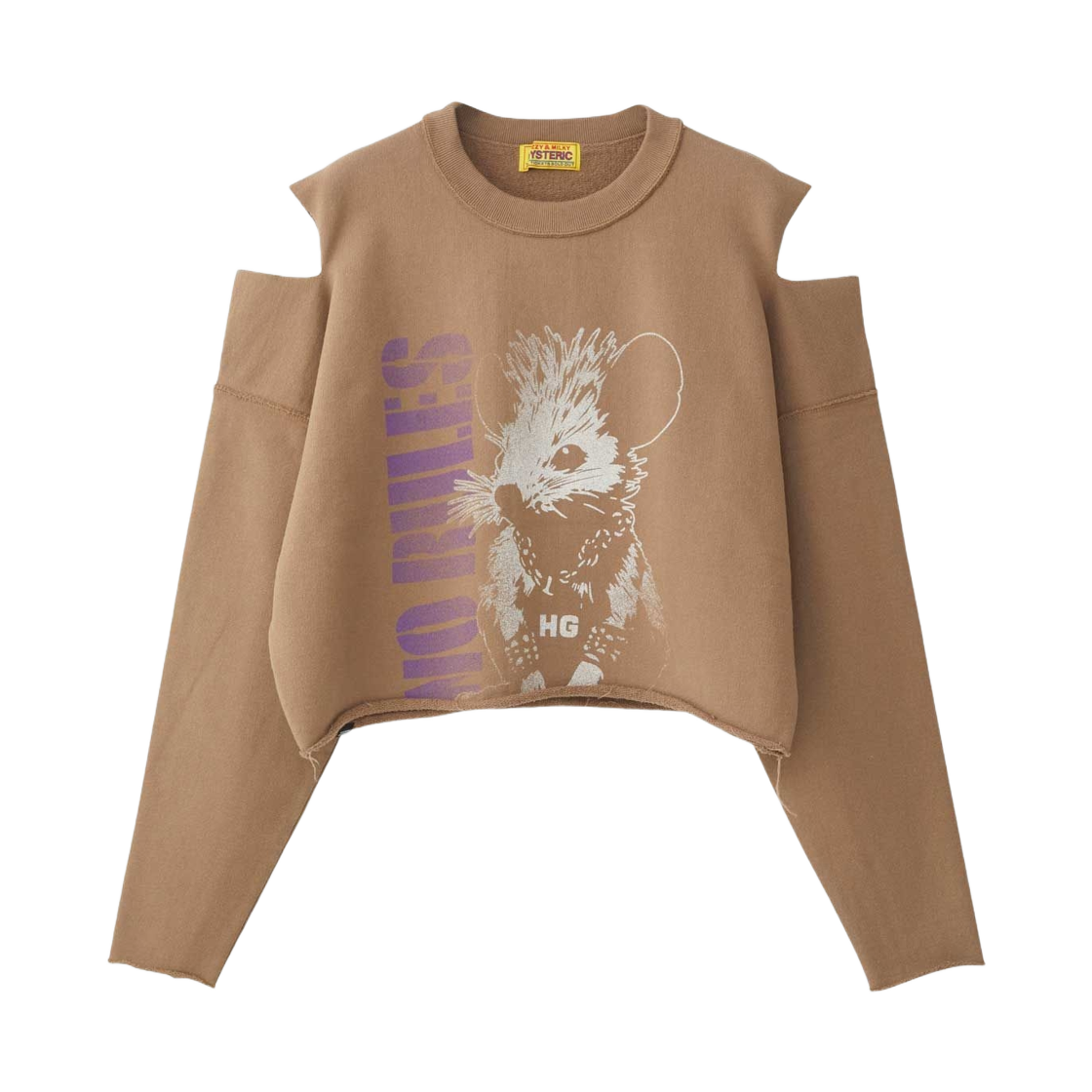 (W) 히스테릭 글래머 노 룰즈 쇼트 스웨트셔츠 브라운 | Hysteric Glamour | KREAM