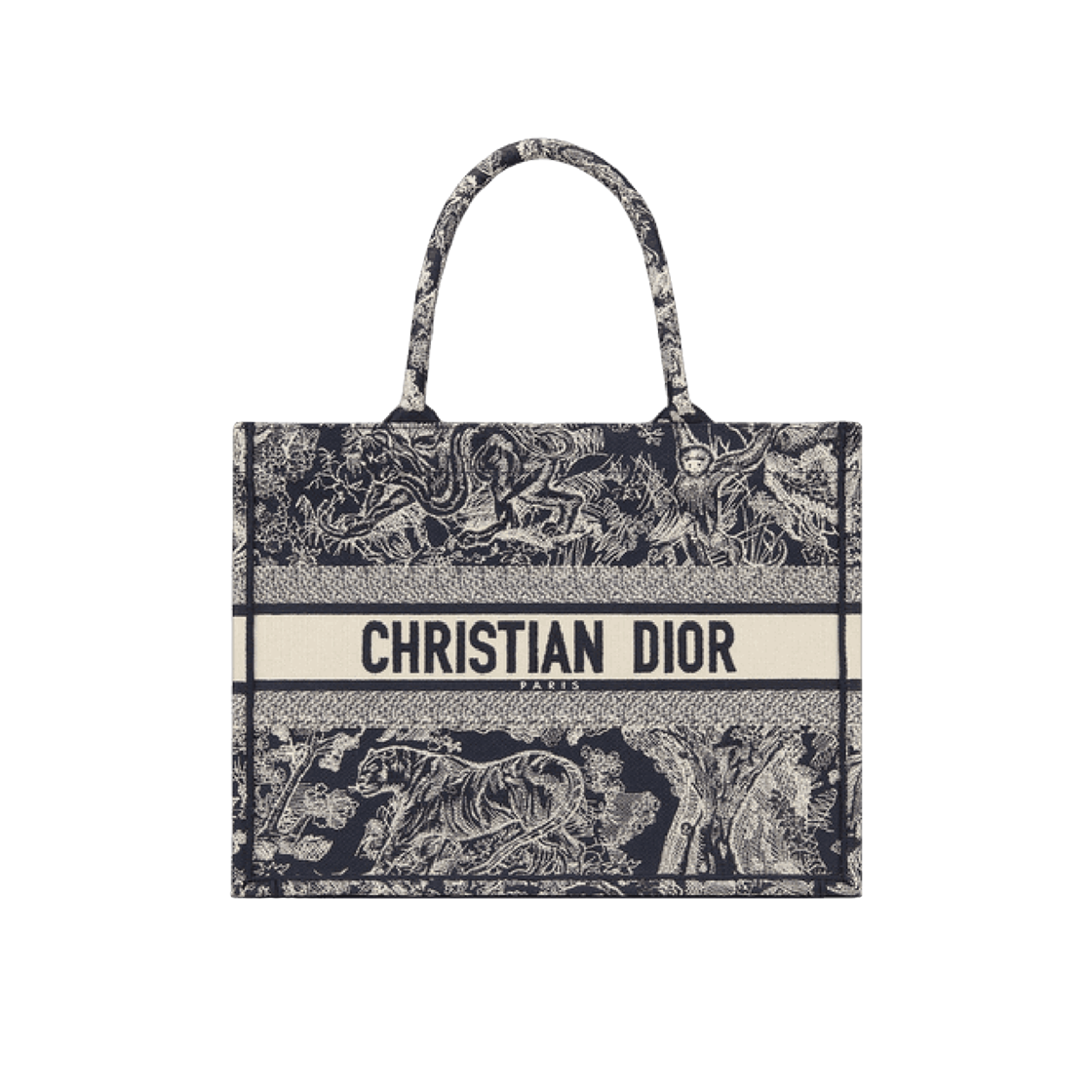 디올 미디움 트왈 드 주이 리버스 자수 북 토트백 블루 멀티컬러 | Dior | KREAM