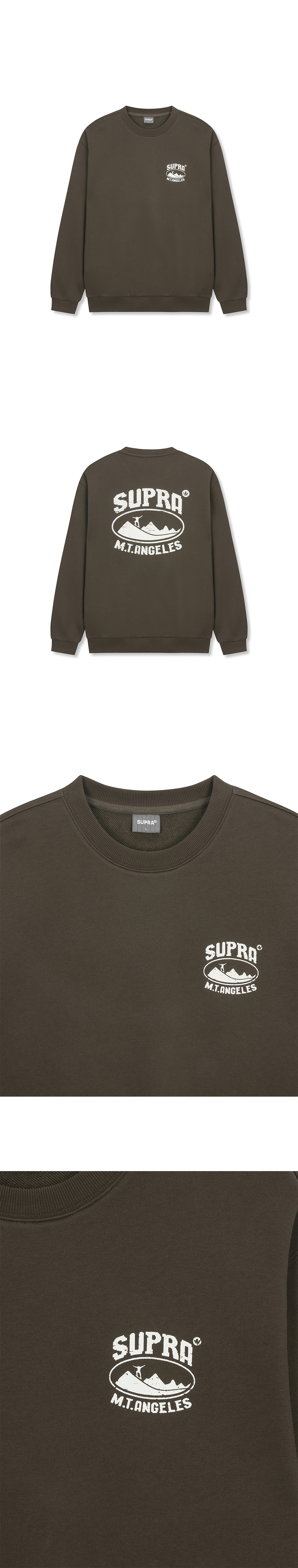 수프라 라운드 마운틴 맨투맨 셋업 브라운 | Supra | KREAM