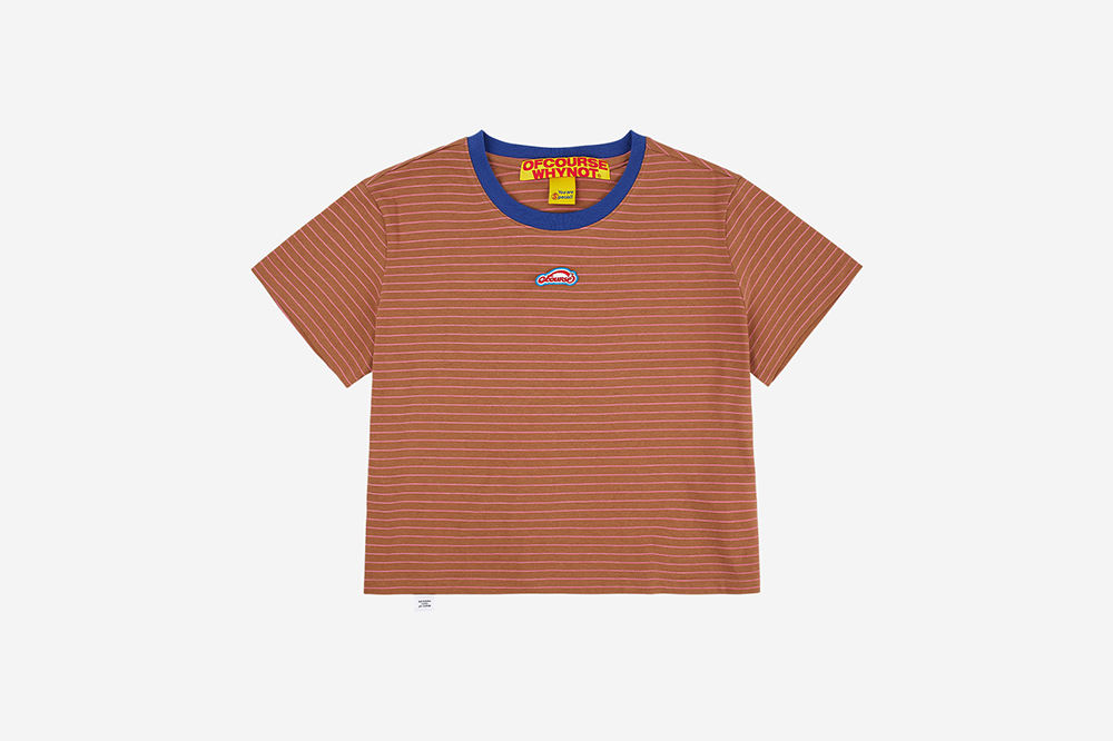 오브콜스와이낫 데이 오프 스트라이프 크롭드 탑 브라운 | ofcoursewhynot | KREAM