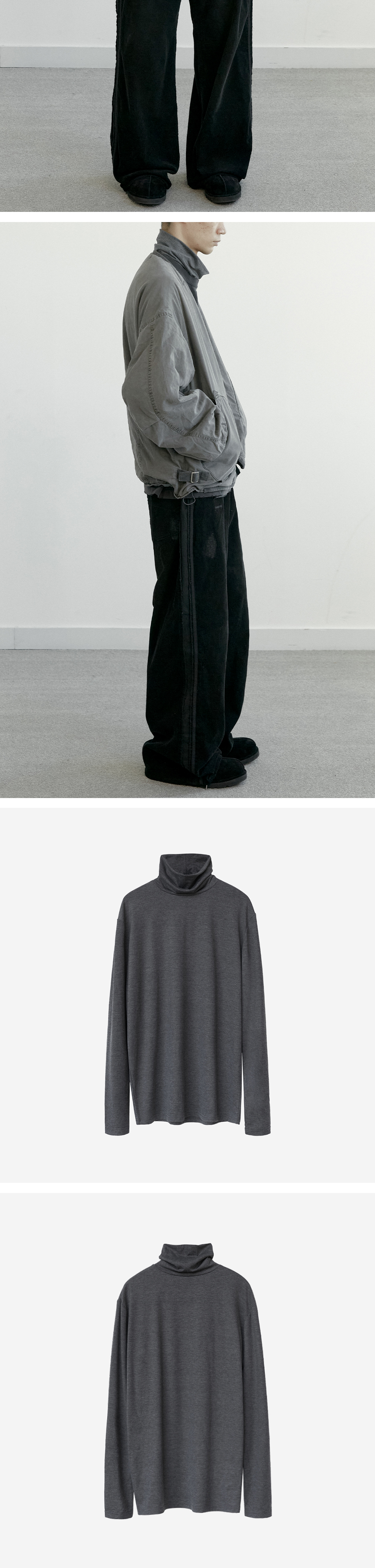 폴리테루 터틀넥 슬리브 차콜 | Polyteru | KREAM
