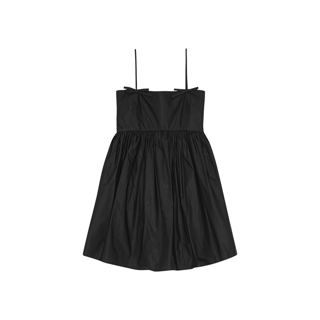 (W) 가니 코튼 포플린 스트랩 드레스 블랙 | Ganni | KREAM