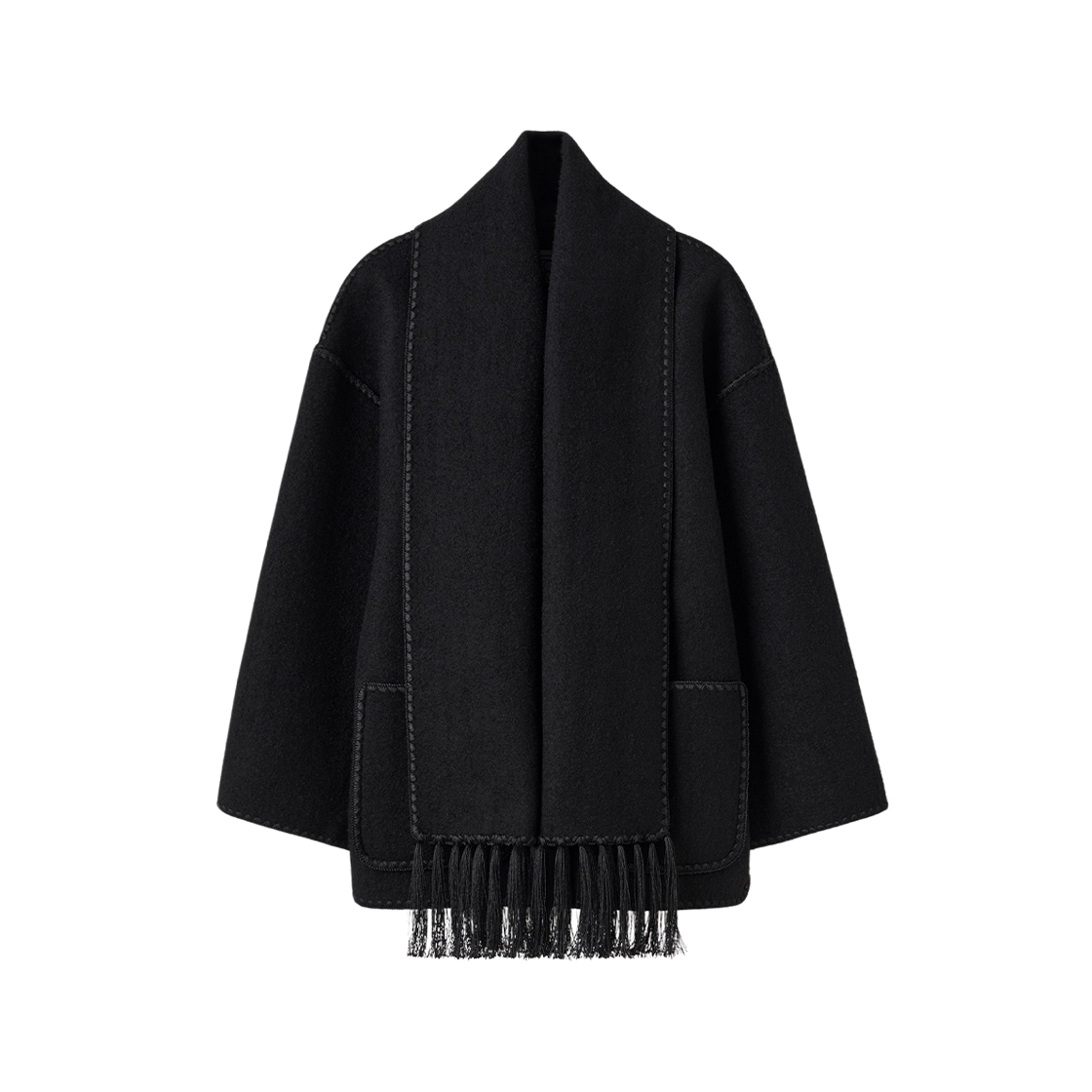 (W) 토템 자수 스카프 자켓 블랙 | Toteme | KREAM