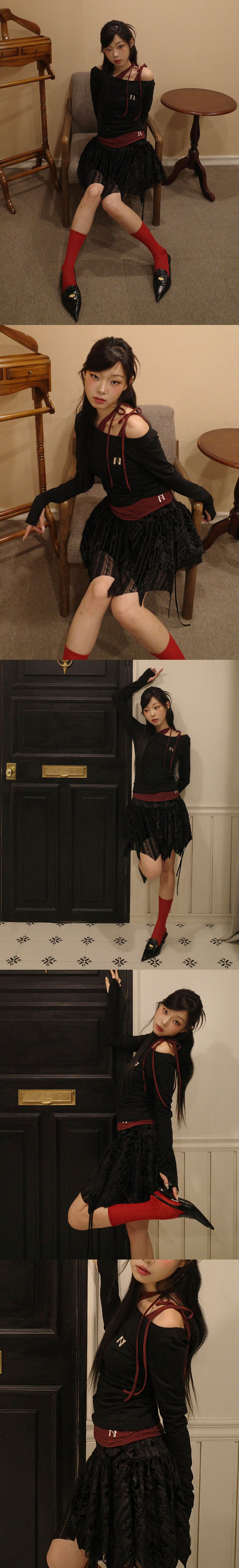 뉴얼린 엠블럼 롱슬리브 보트넥탑 블랙 | NEWALRIN | KREAM