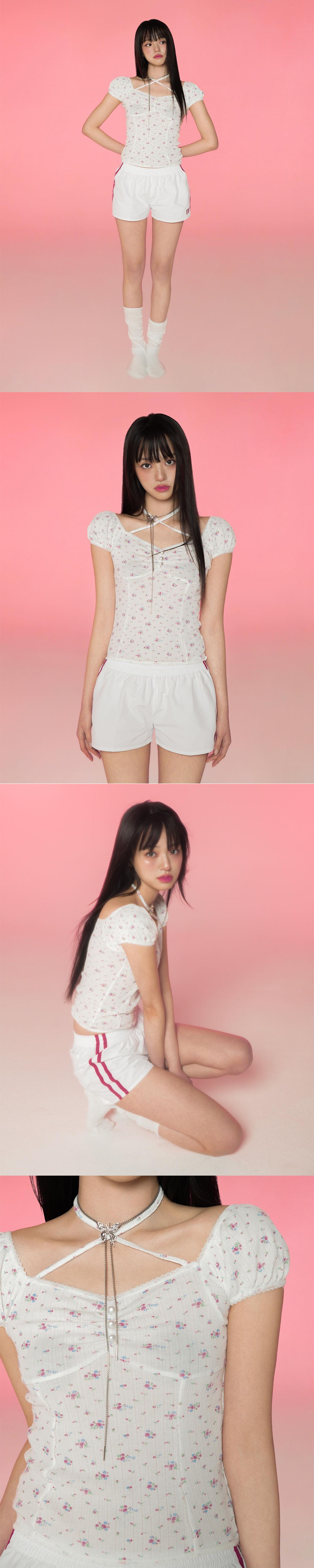 뉴얼린 리즈 셔링 레이스 단추 블라우스 | NEWALRIN | KREAM