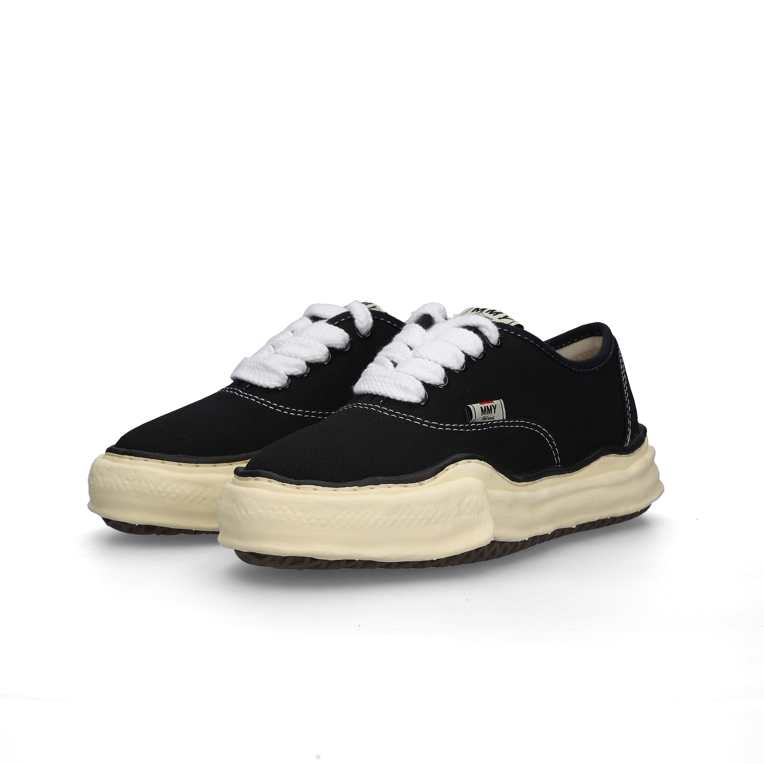 메종 미하라 야스히로 베이커 OG 솔 오버다이드 캔버스 로우탑 스니커즈 블랙 | KREAM